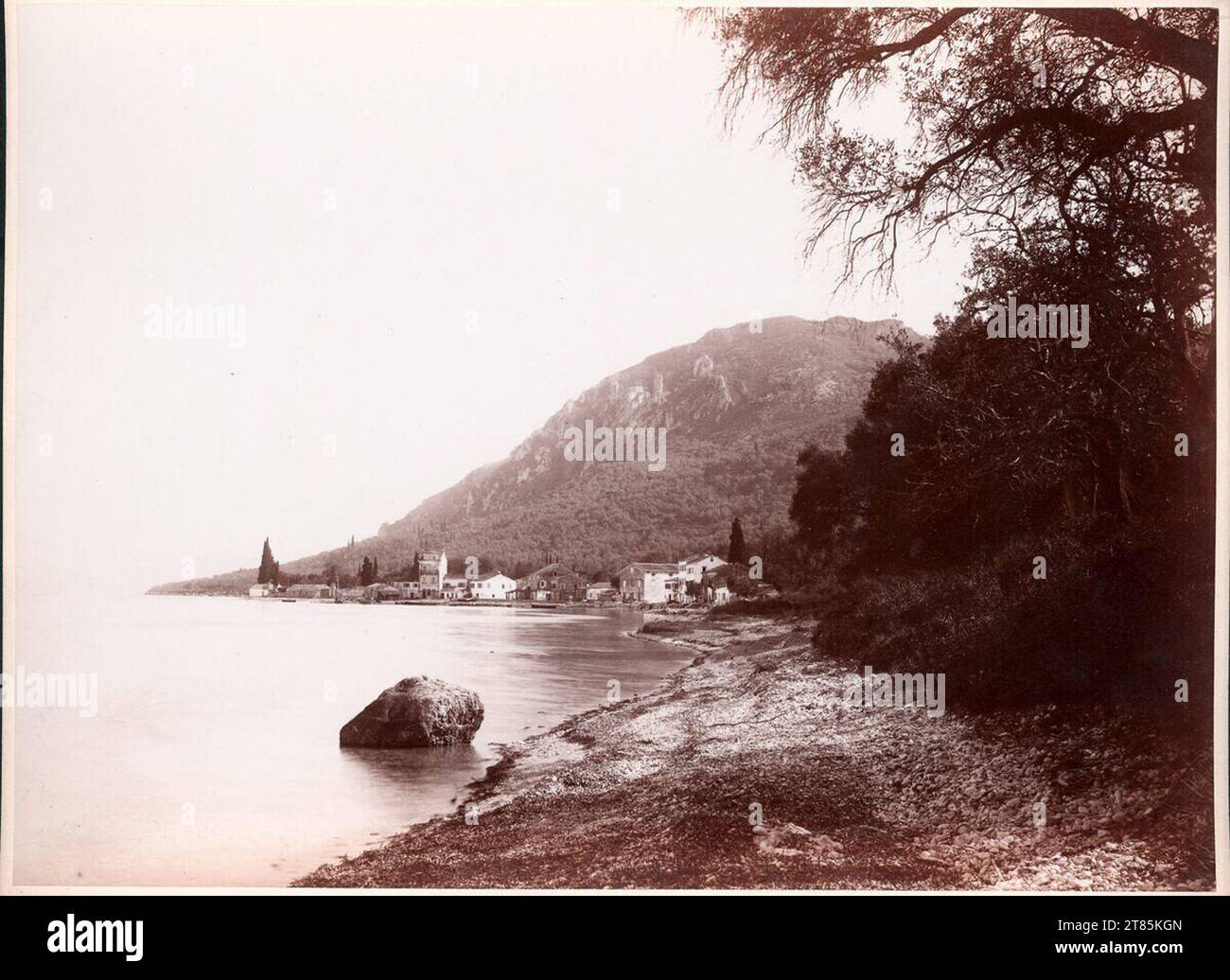 Alois Beer (ab 1883) Corfu, coastal area at Benizze. Albumin paper, on ...