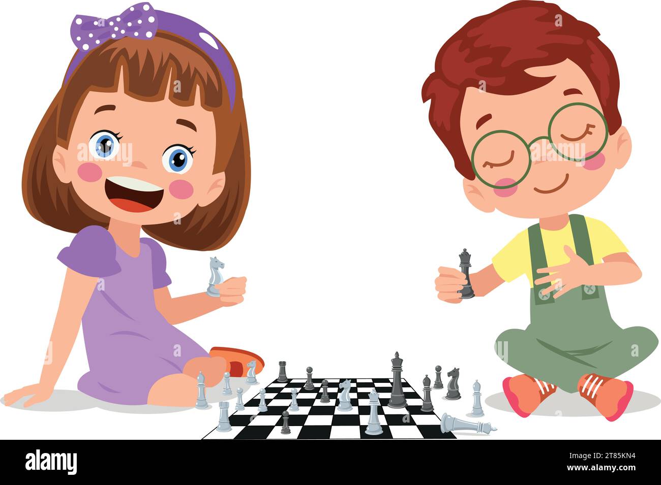 Cartoon Character Playing Chess Game Stock Vector Image & Art - Alamy