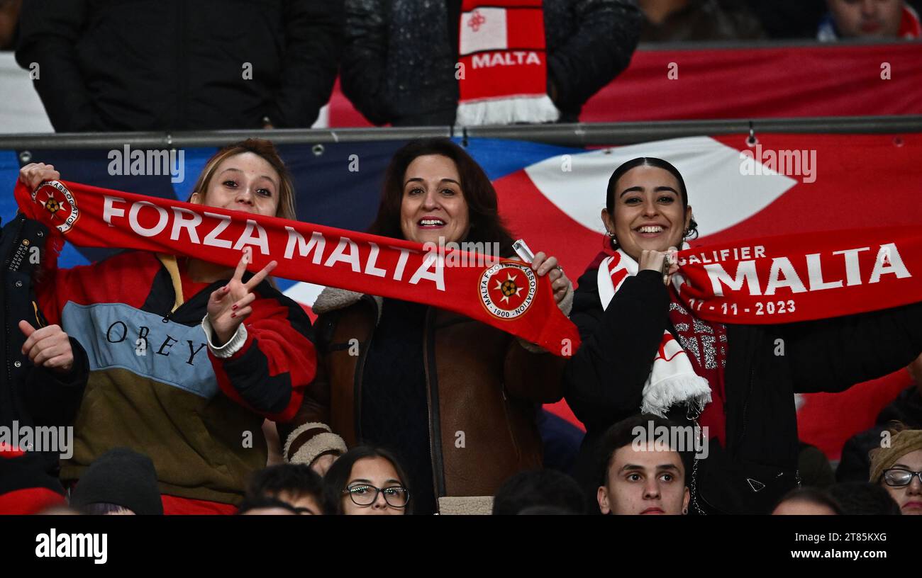 LONDON, ENGLAND - November 17: Fans of Malta during the UEFA EURO 2024 ...