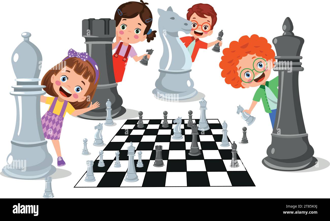 Cartoon Character Playing Chess Game Stock Vector Image & Art - Alamy