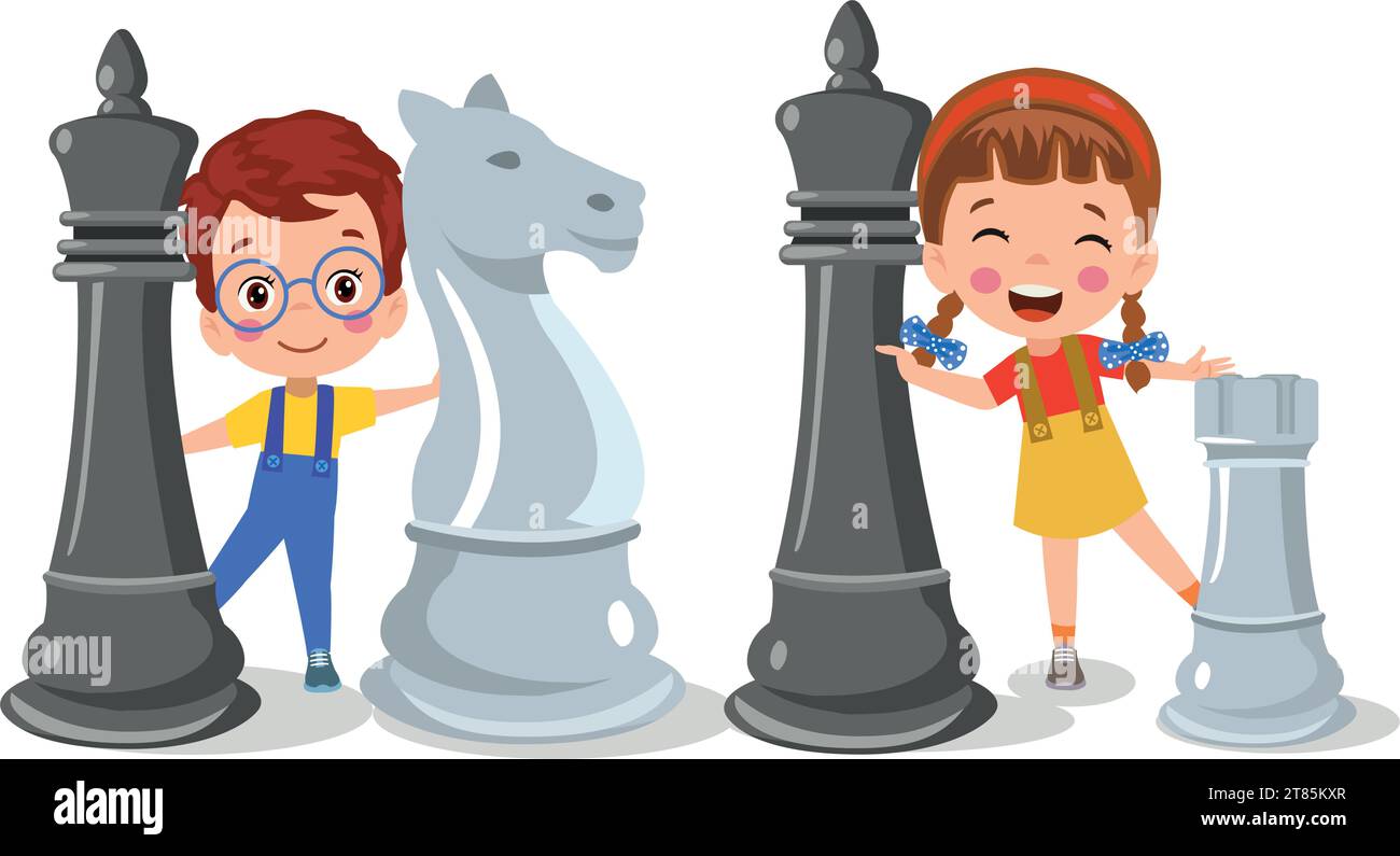 Cartoon Character Playing Chess Game Stock Vector Image & Art - Alamy
