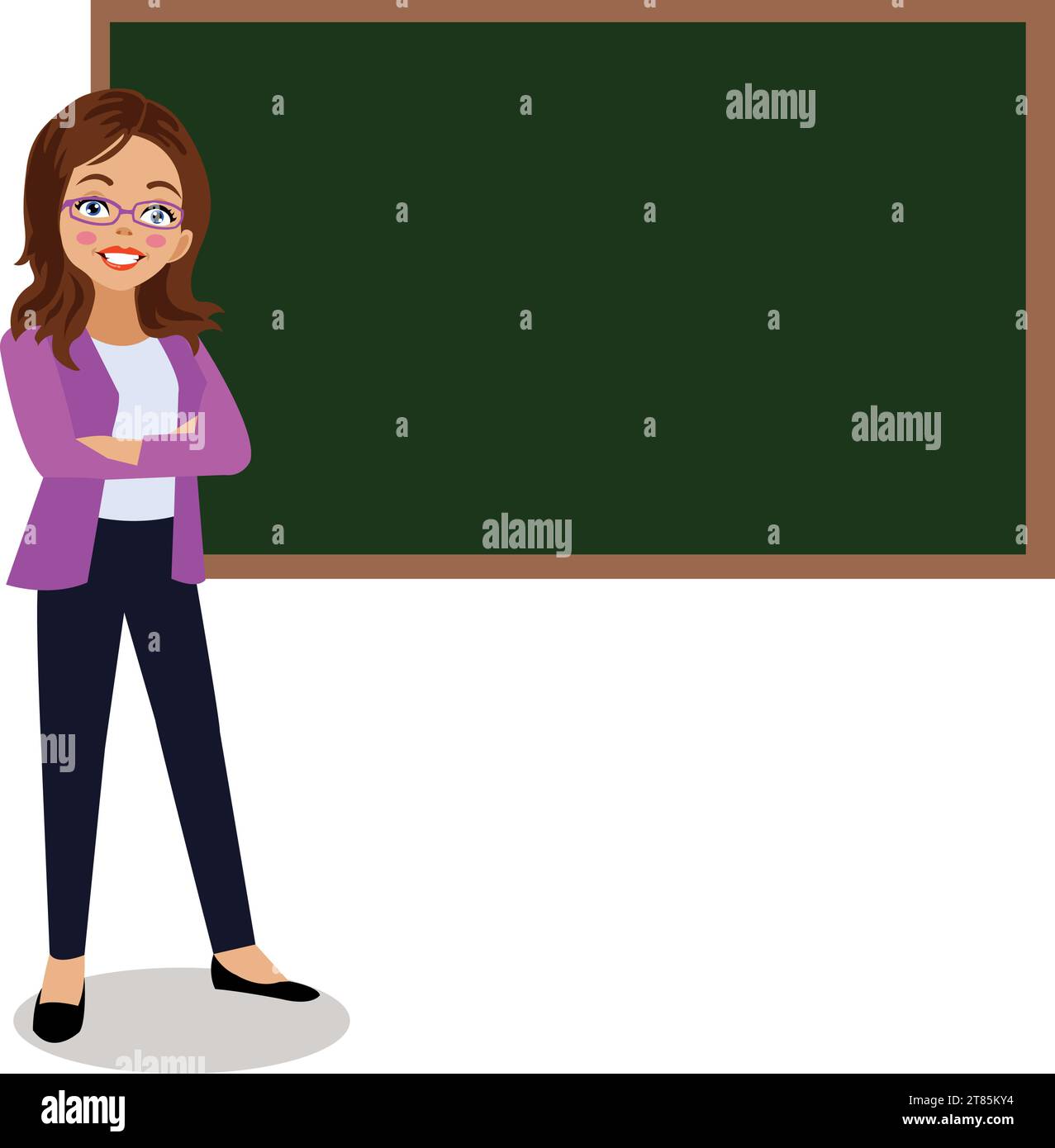 cute teacher teaching in front of classroom lesson board Stock Vector ...