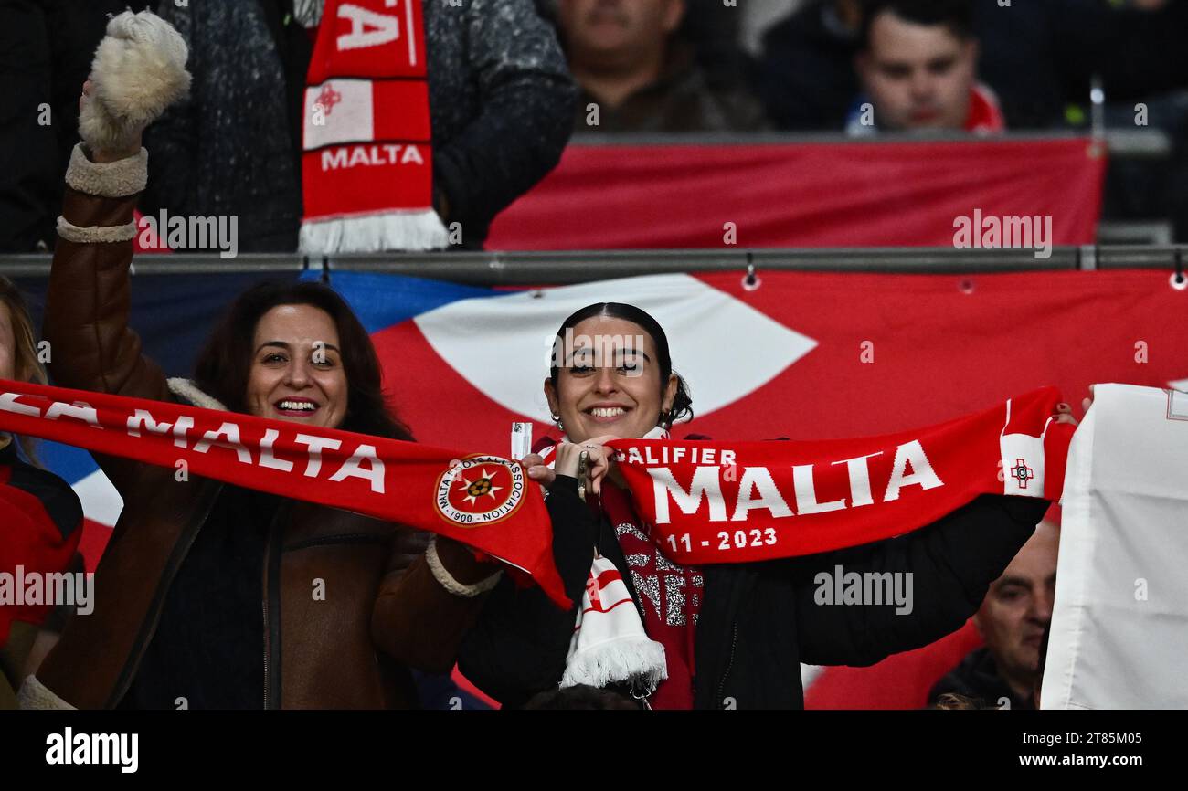 LONDON, ENGLAND - November 17: Fans of Malta during the UEFA EURO 2024 ...