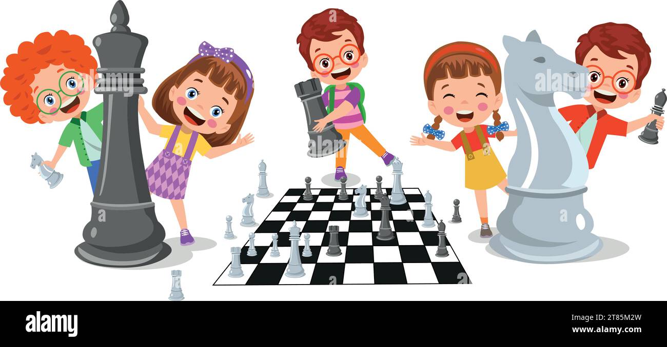 Cartoon Character Playing Chess Game Stock Vector Image & Art - Alamy