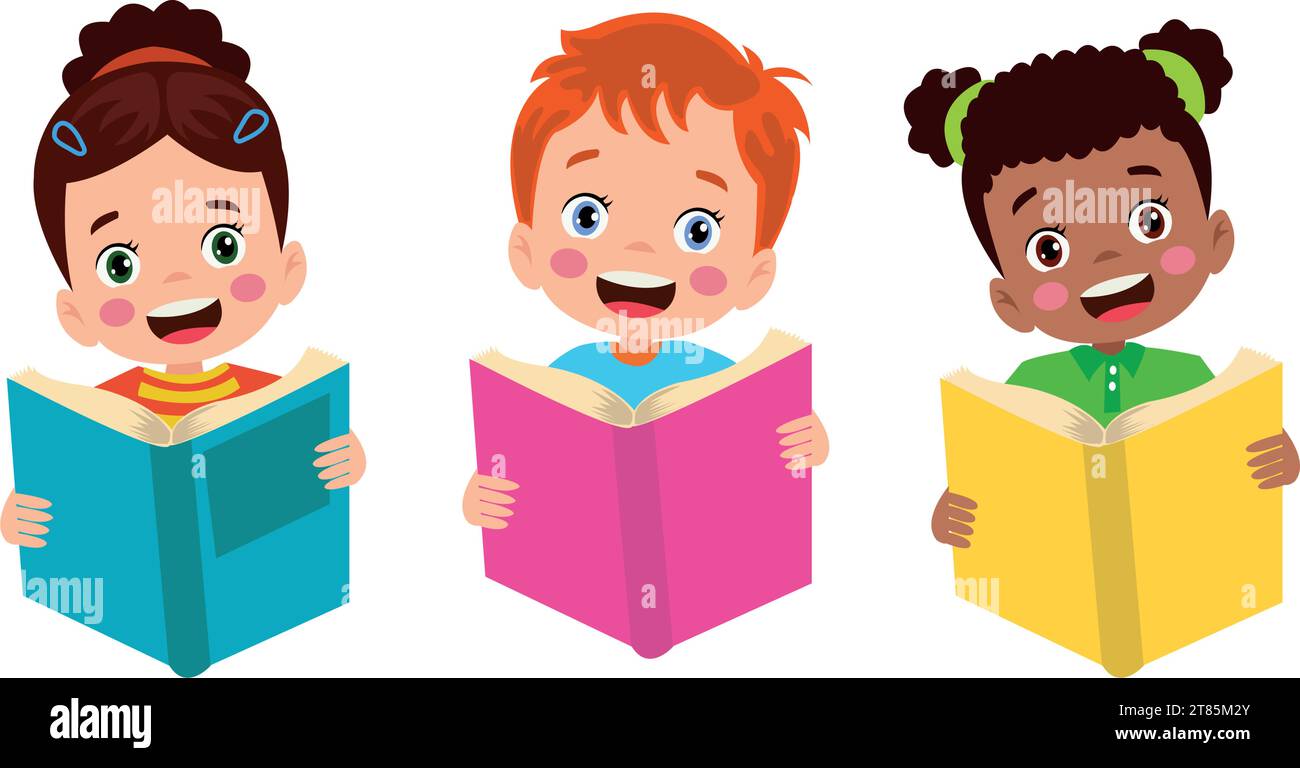 Set icons of small children reading a book Stock Vector Image & Art - Alamy