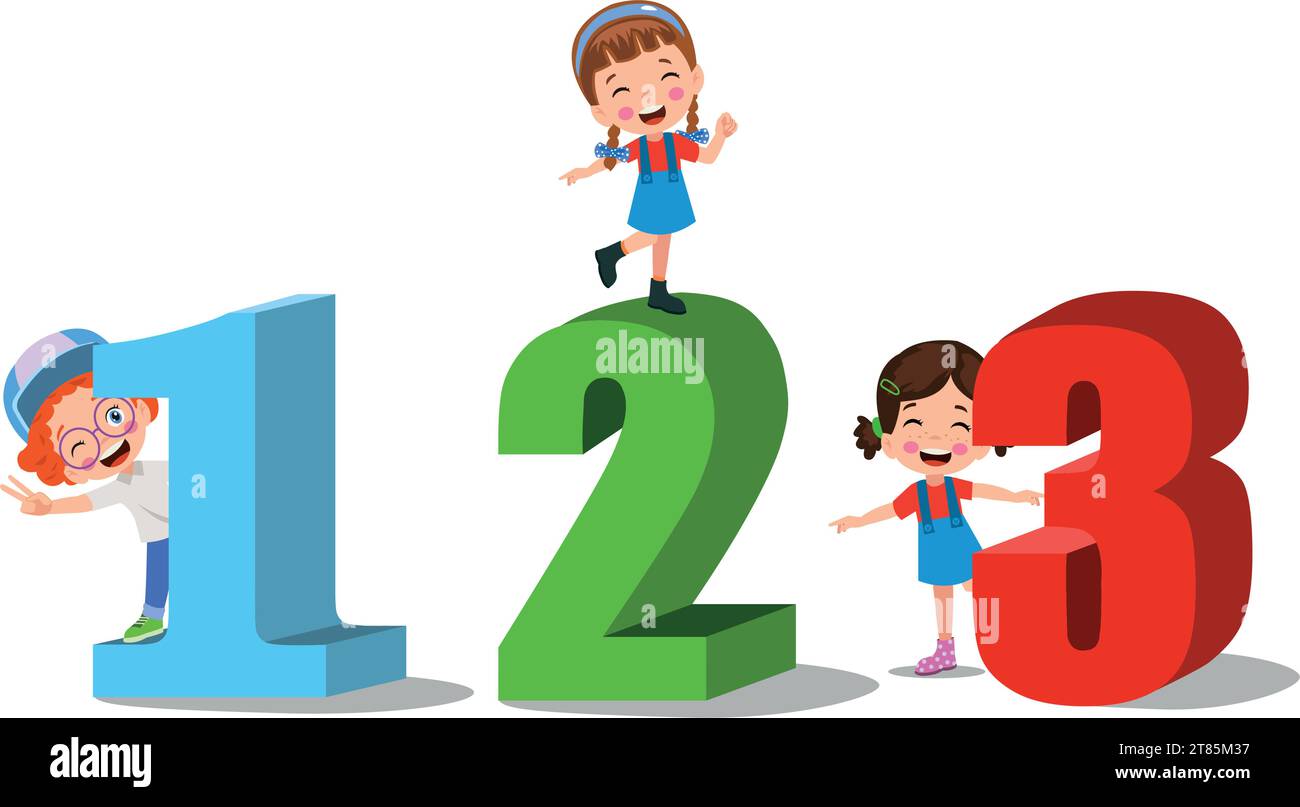 Cartoon kids with 123 numbers vector image Stock Vector Image & Art - Alamy