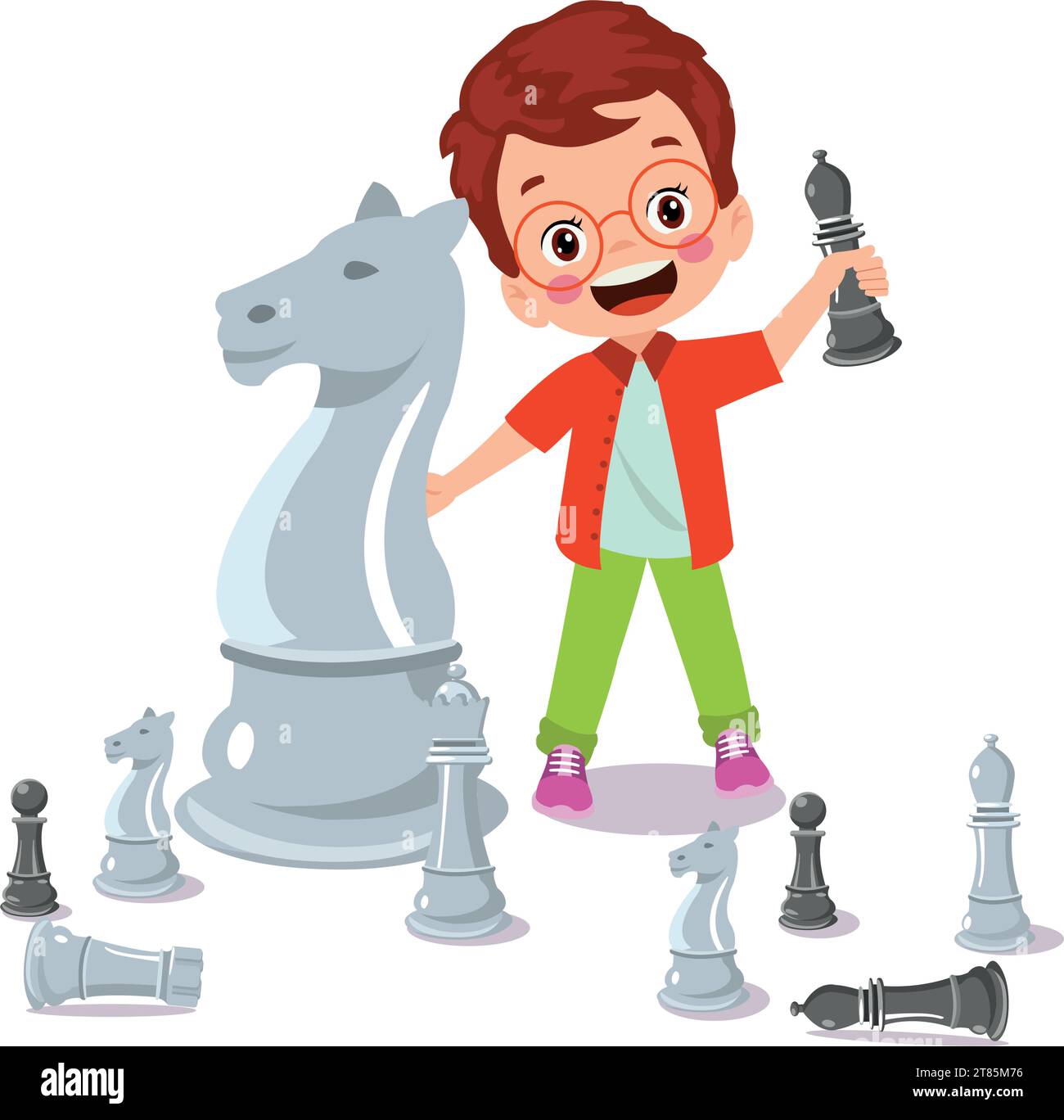Cartoon Character Playing Chess Game Stock Vector Image & Art - Alamy