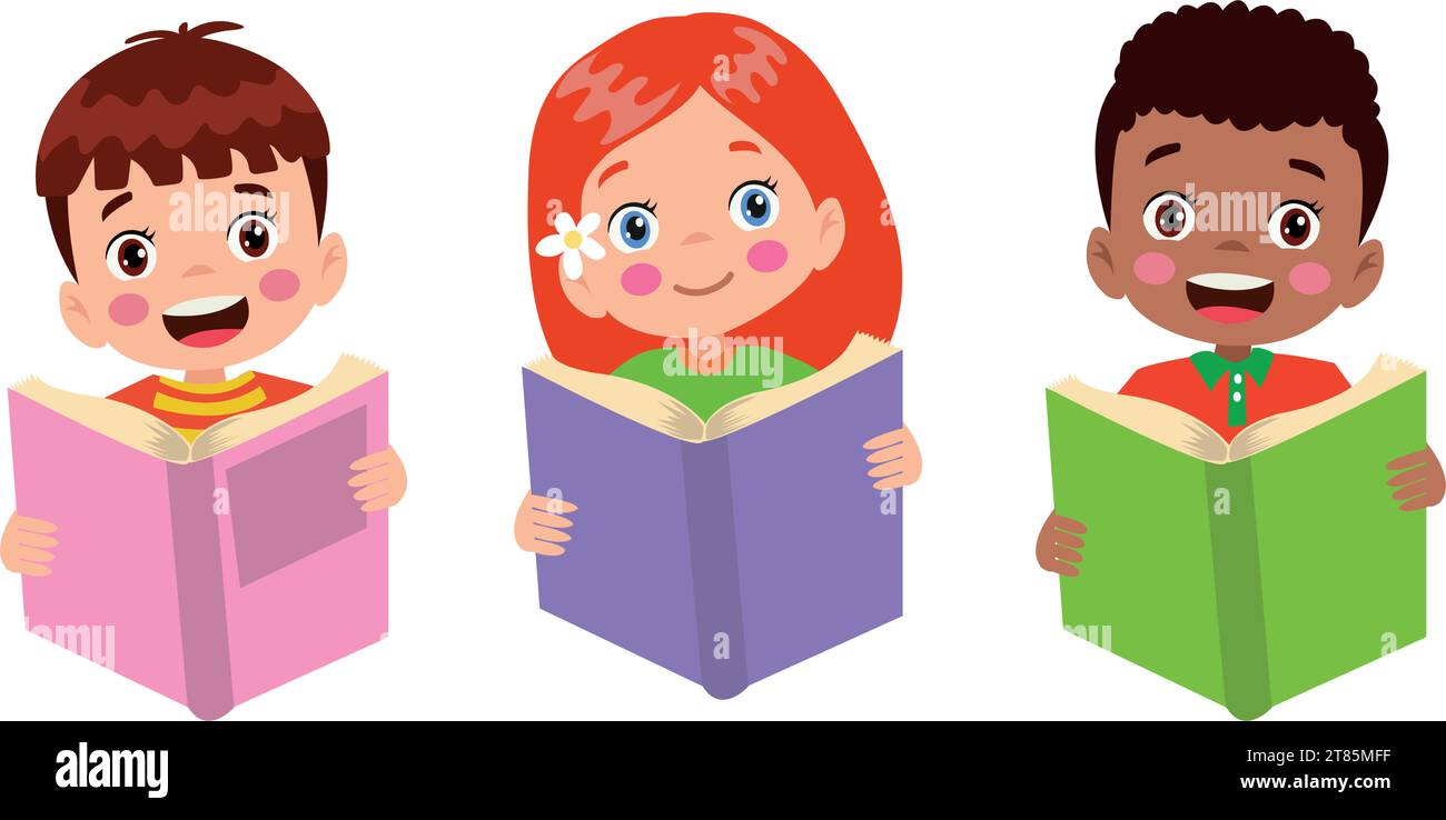Set icons of small children reading a book Stock Vector Image & Art - Alamy