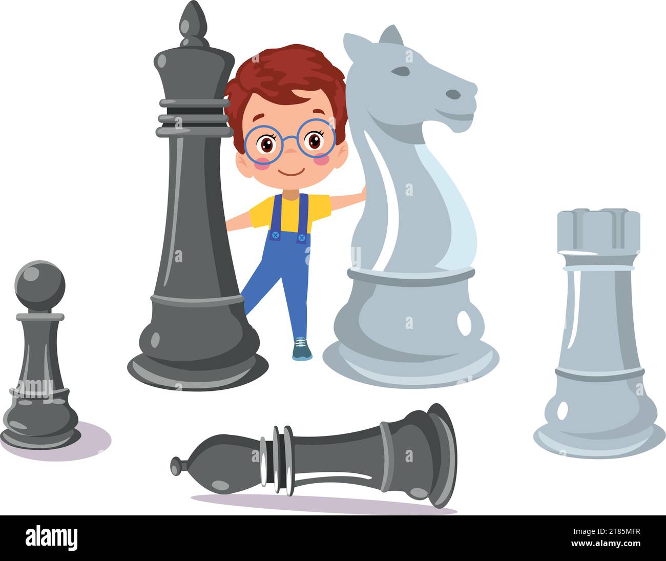 Cartoon Character Playing Chess Game Stock Vector Image & Art - Alamy