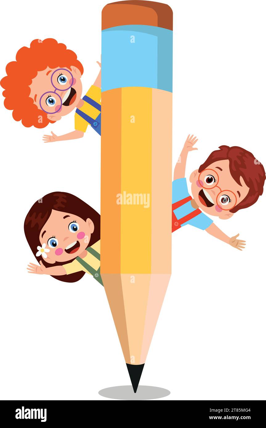 cute little boy holding a pencil Stock Vector Image & Art - Alamy