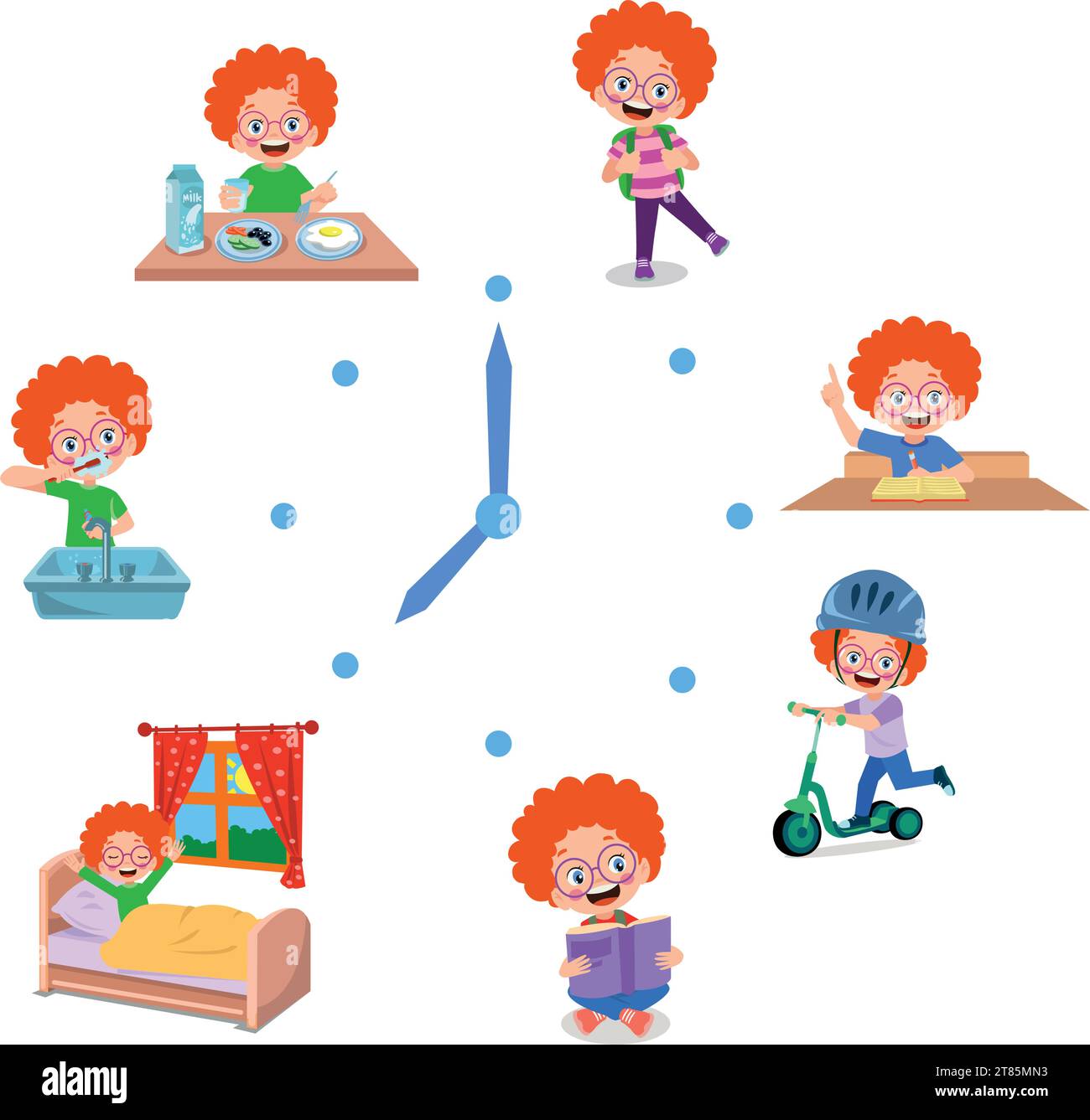 Cartoon kid daily routine activities set Stock Vector Image & Art - Alamy