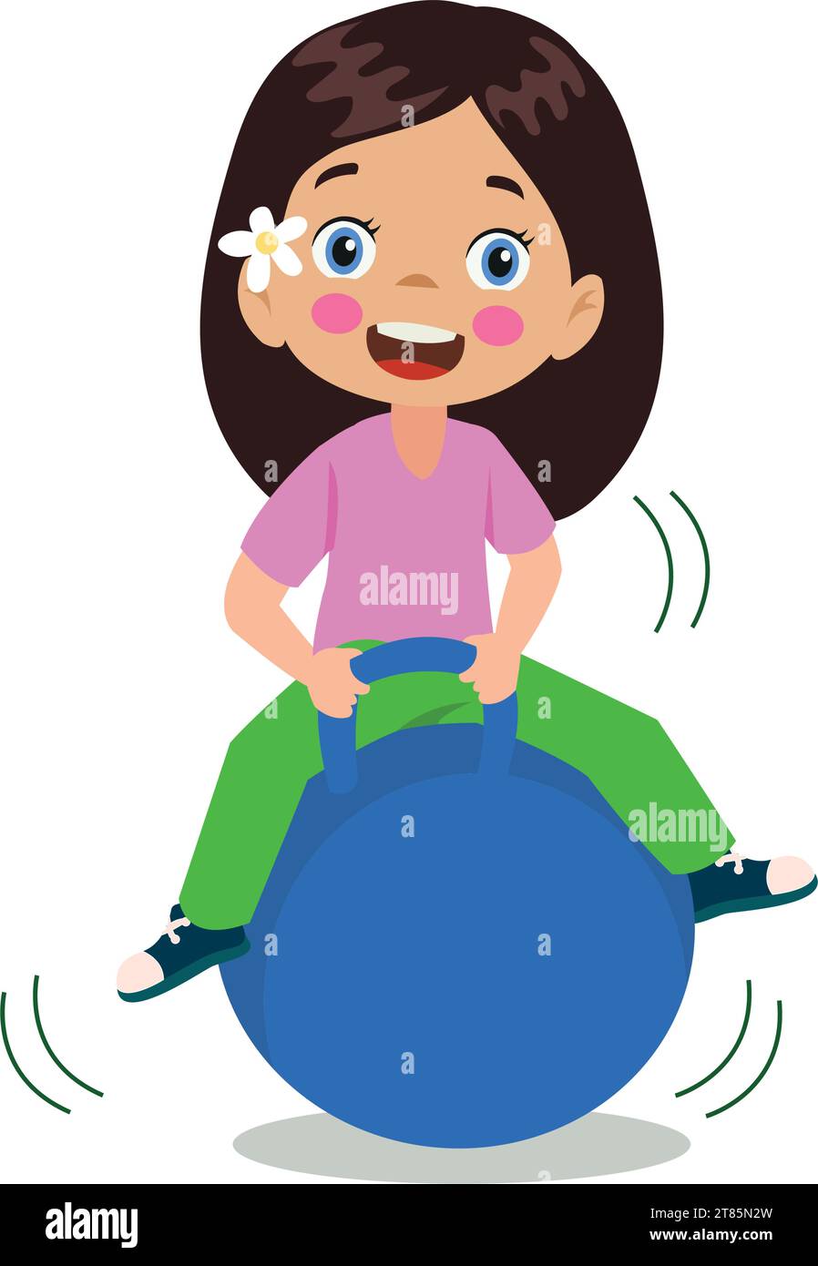 Kids Bouncing On Hopper Ball Stock Vector Image & Art - Alamy