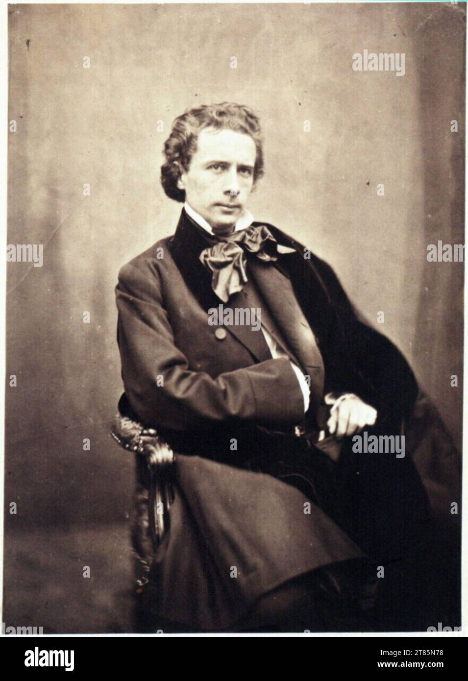 Alois Löcherer Men's portrait, three -quarter figure, sitting, with a ...