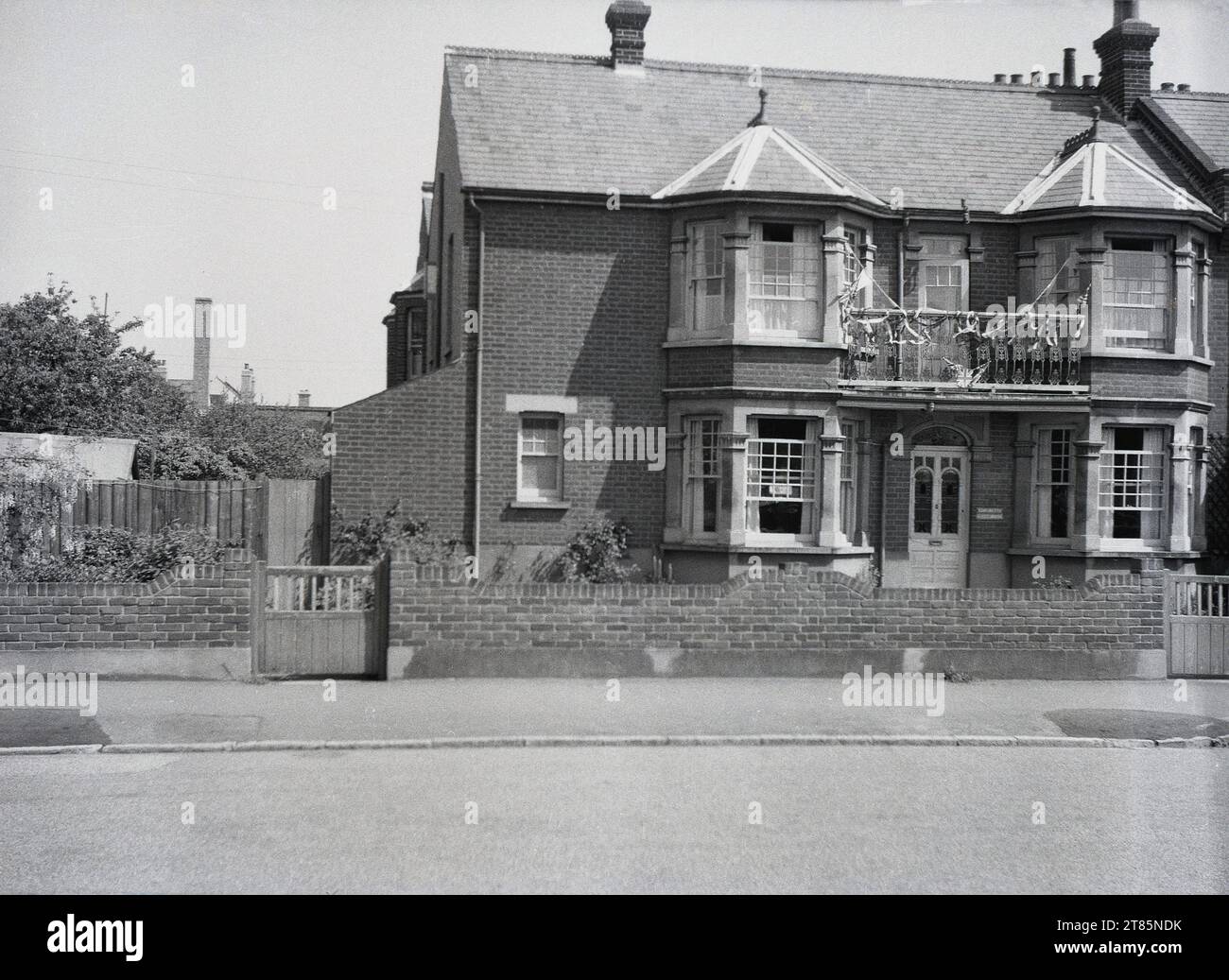 1950s, historical, exterior of a large end of terrace, late Victorian ...