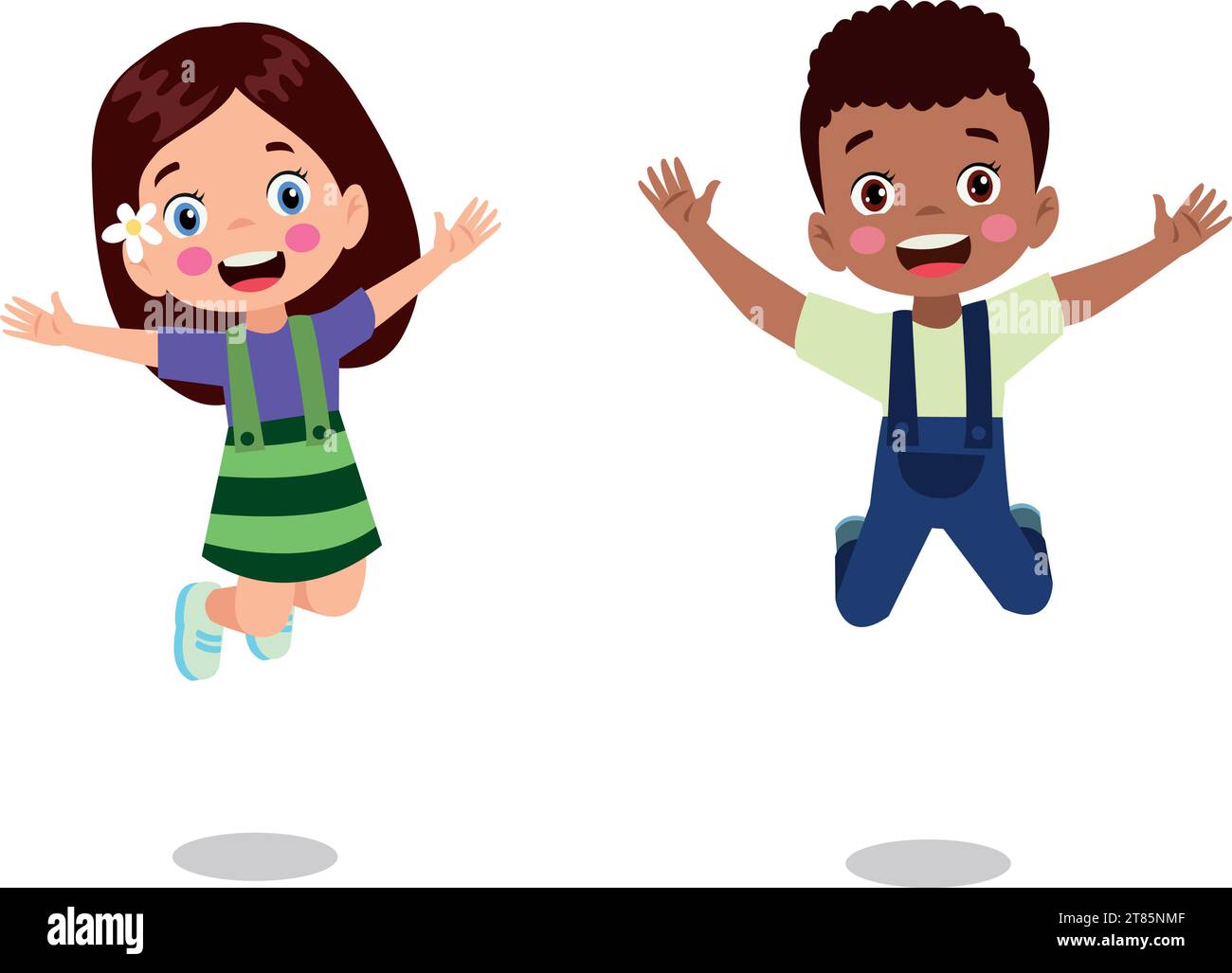 Jumping kids. Happy funny children playing and jumping in different ...