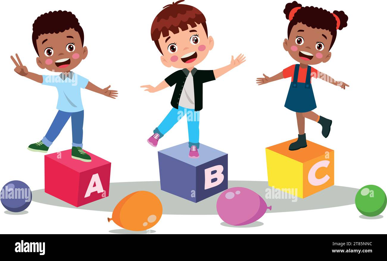 Cartoon kids with ABC letters Stock Vector Image & Art - Alamy