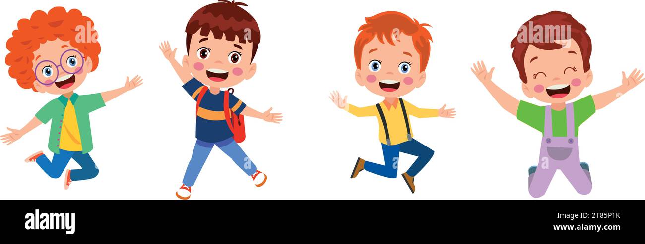 happy kids playing together Bouncing children Stock Vector Image & Art ...