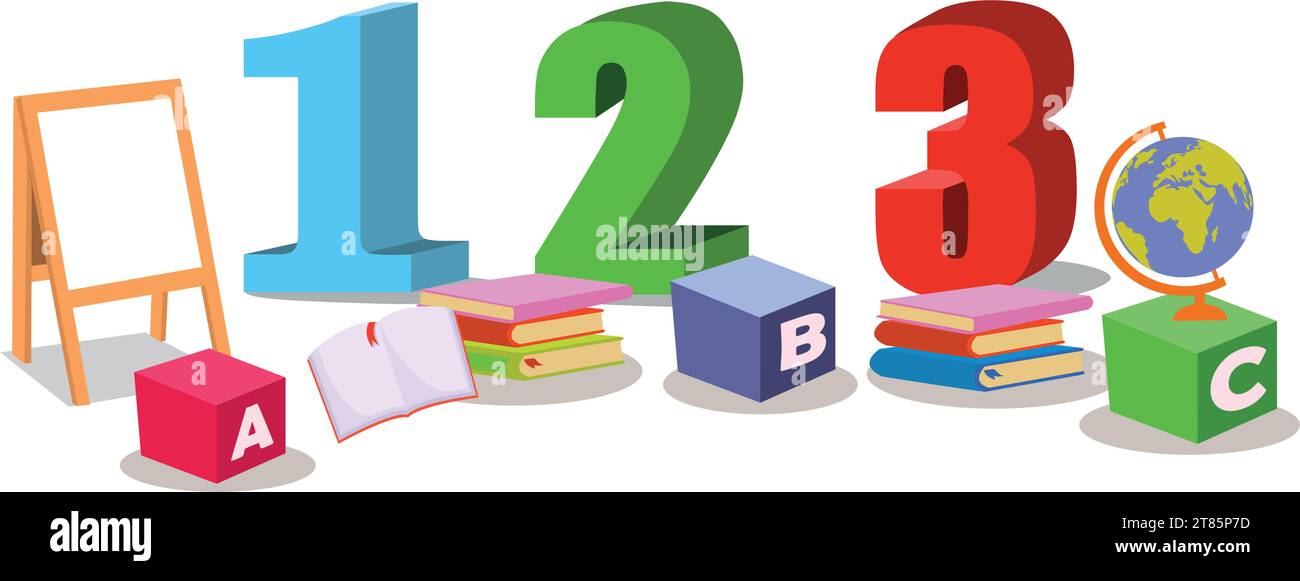 Cartoon kids with 123 numbers vector image Stock Vector Image & Art - Alamy