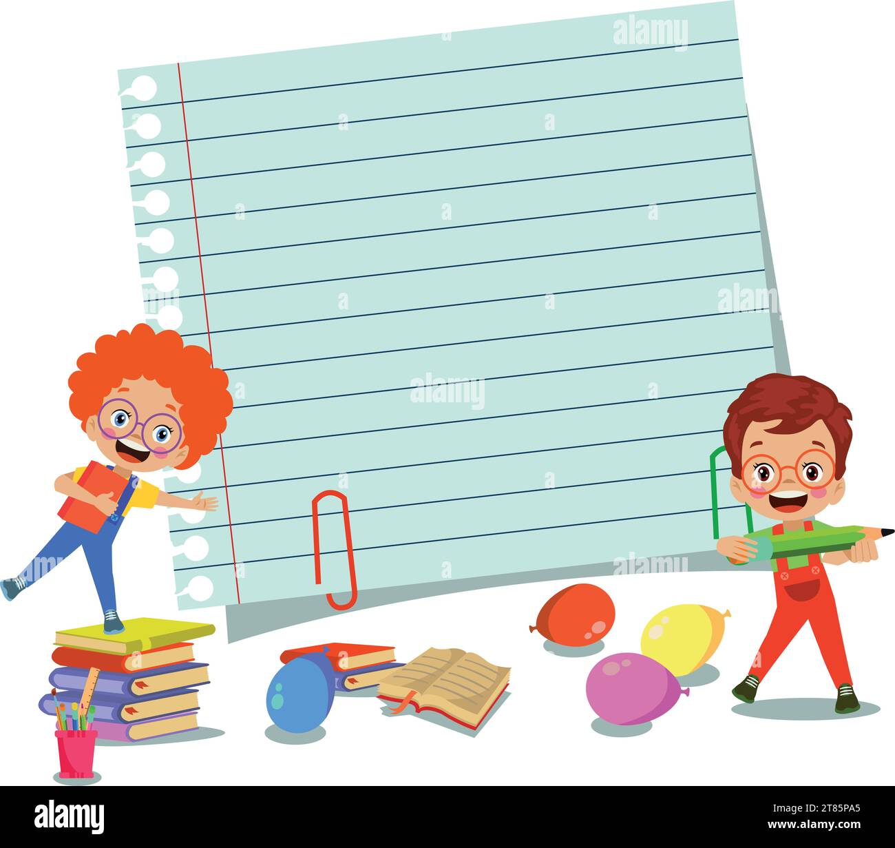 Woman boy note school Stock Vector Images - Alamy