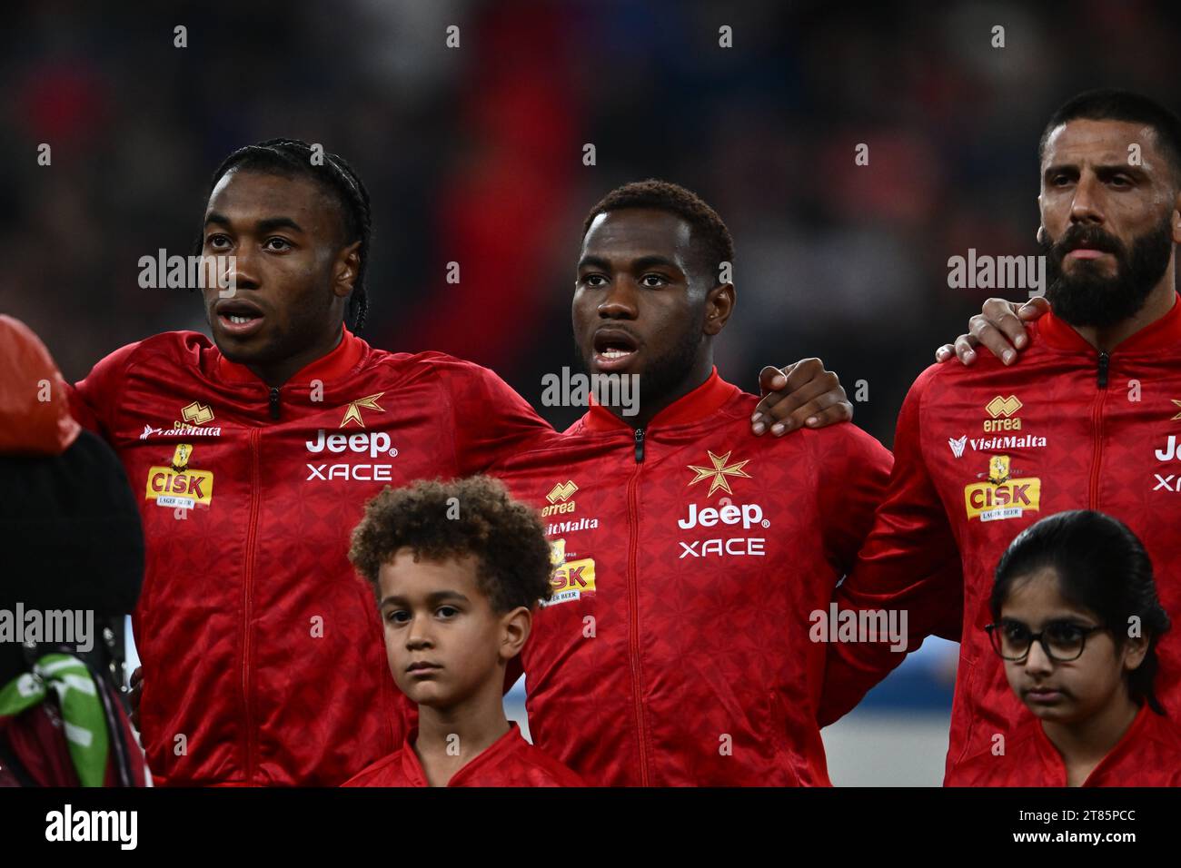 LONDON, ENGLAND - November 17: Joseph Essien Mbong, Paul Mbong, Enrico Pepe of Malta during the ...