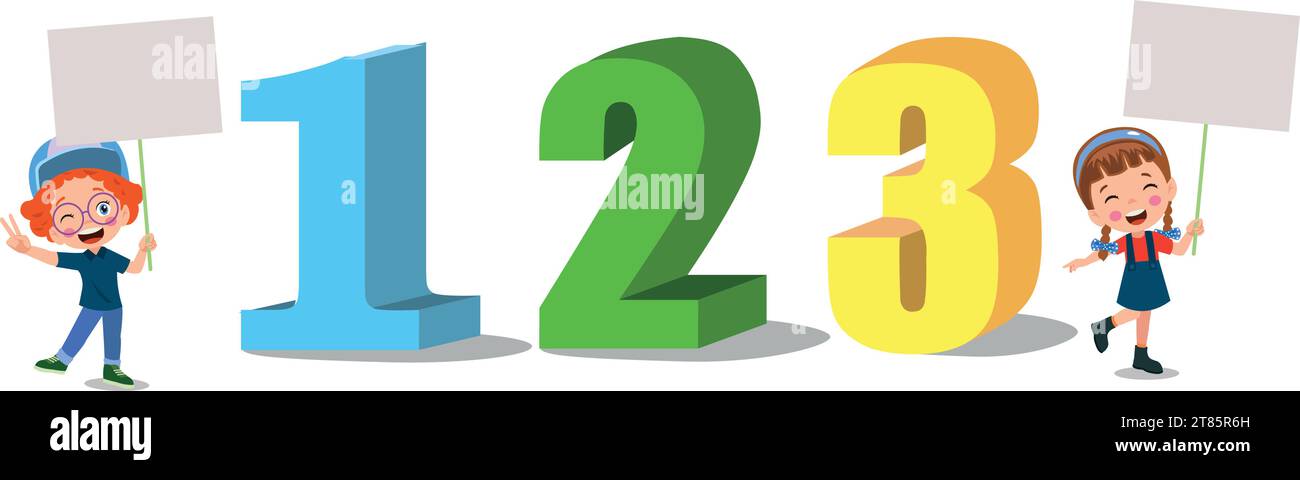 Cartoon kids with 123 numbers vector image Stock Vector Image & Art - Alamy