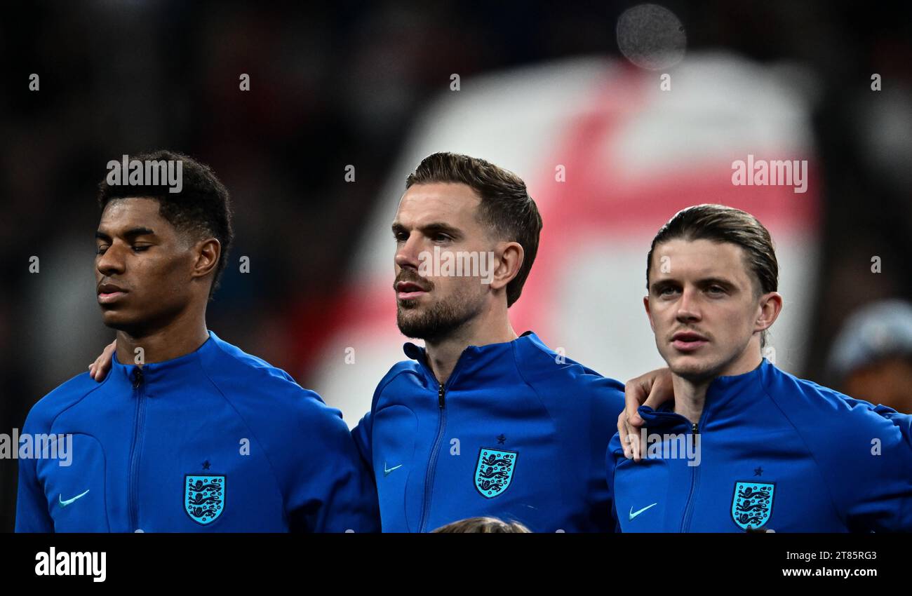 LONDON, ENGLAND - November 17: Marcus Rashford, Jordan Henderson, Conor ...