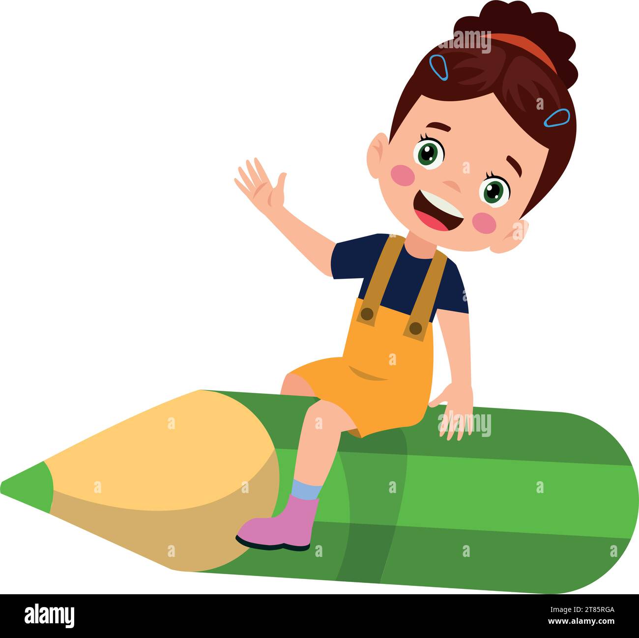 cartoon caharecter happy kid studynig and learning Stock Vector Image ...