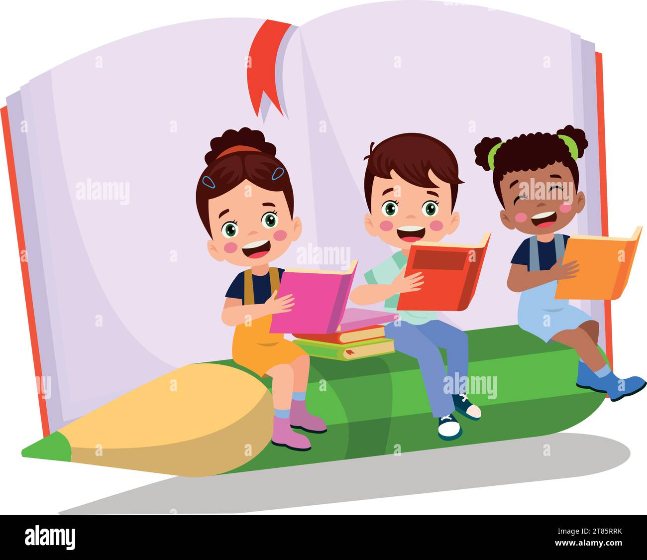 back to school school classroom and cute happy students Stock Vector ...