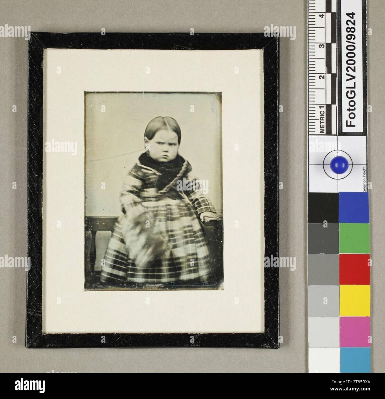 Albin Mutterer Portrait of a toddler in a striped robe. Daguerreotype ...