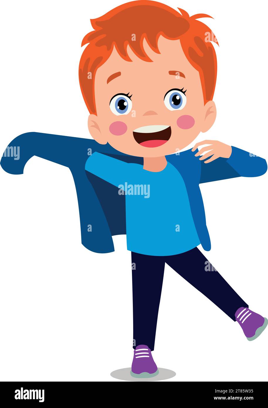 Cute little boy wearing clothes get dressed daily routine activity ...