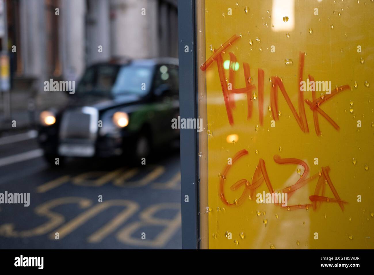 Think Gaza graffiti on 14th November 2023 in London, United Kingdom ...