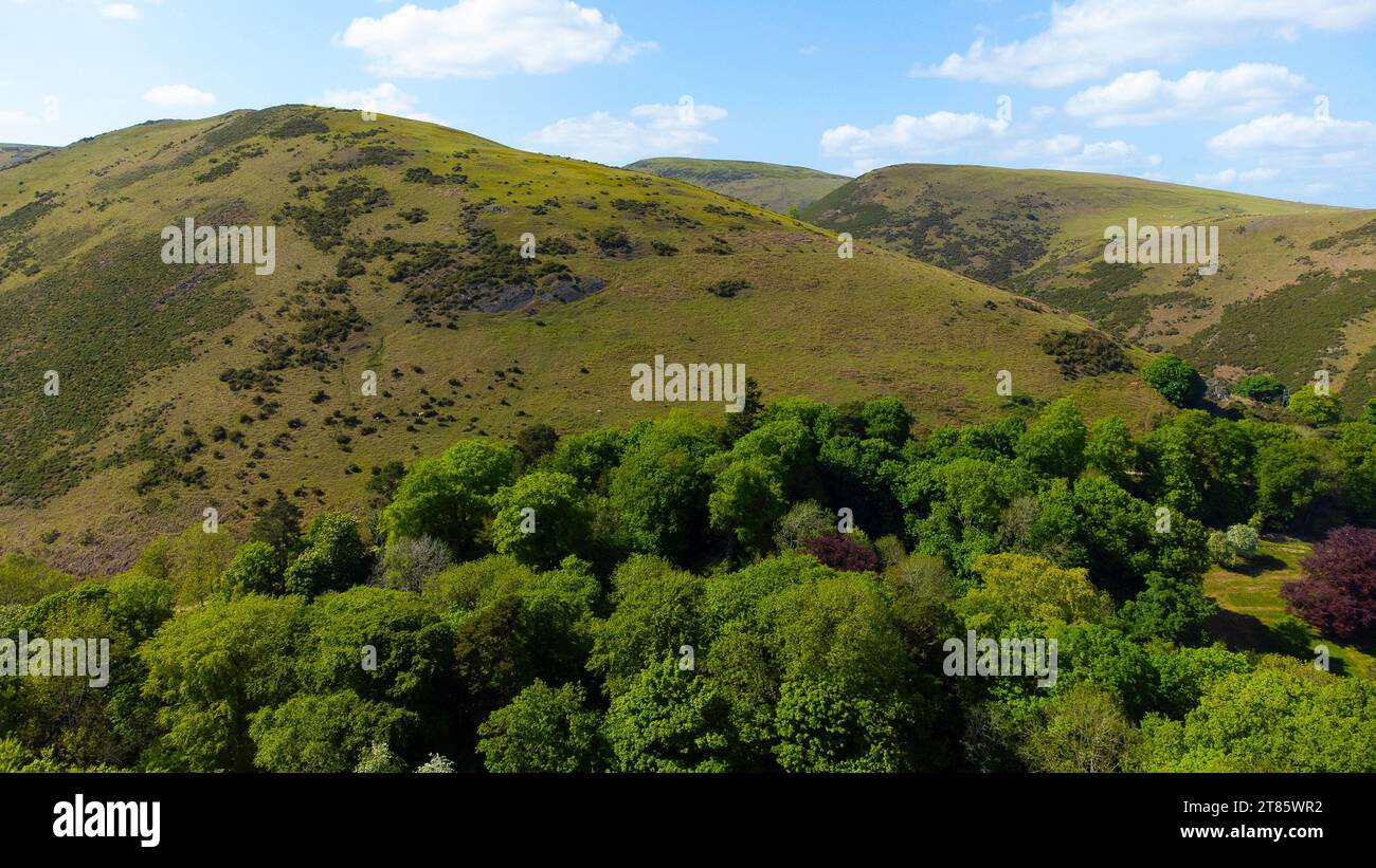 Aerial view of the Long Mynd in western Shropshire, England, UK Stock ...