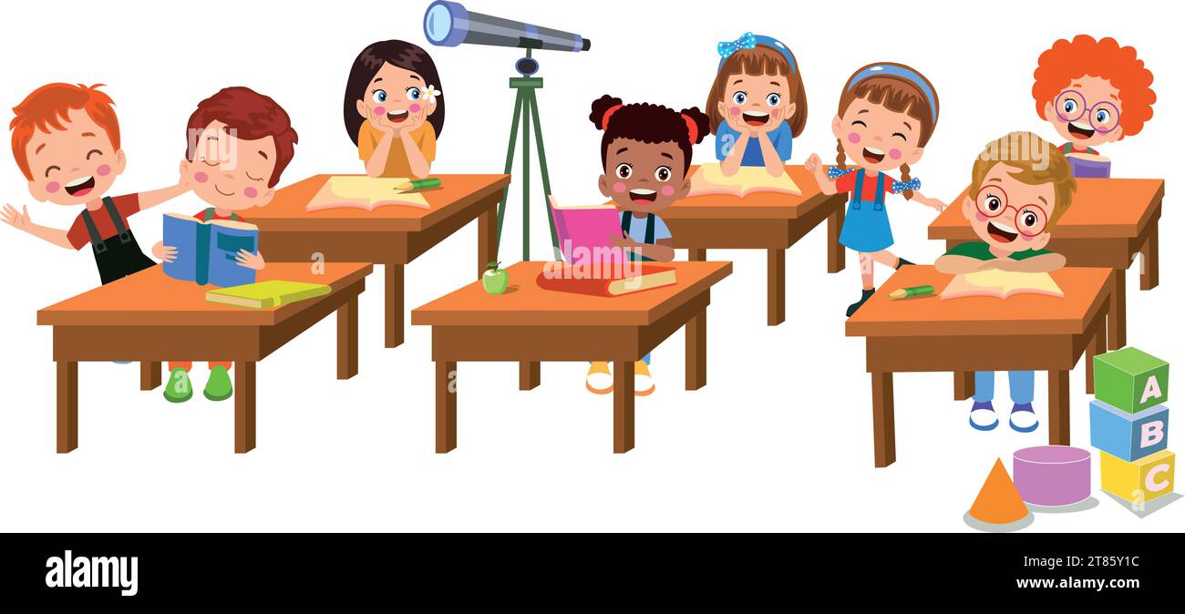 cute students in class at school Stock Vector Image & Art - Alamy