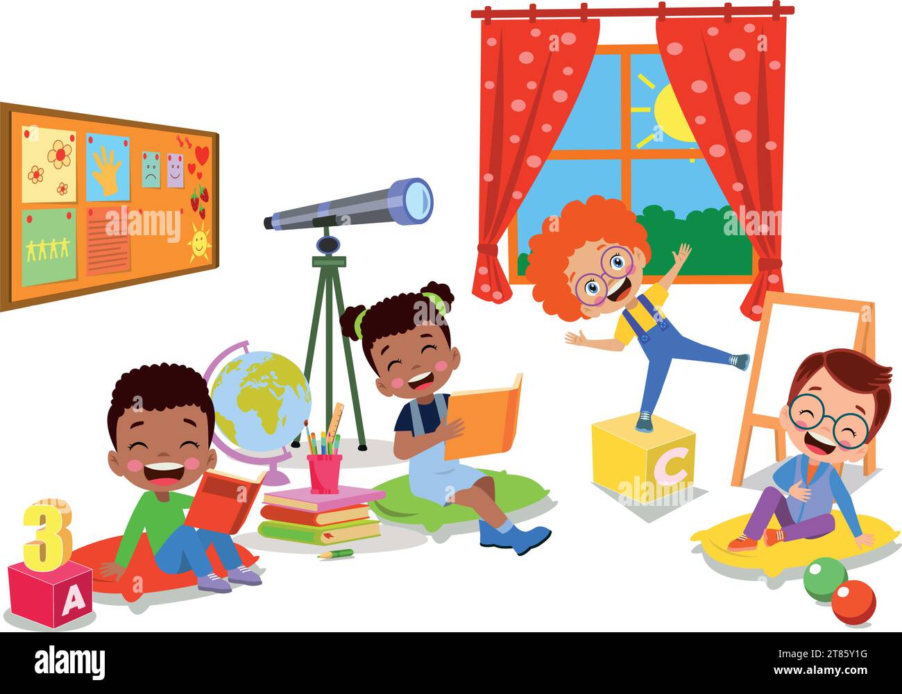 cute students in class at school Stock Vector Image & Art - Alamy