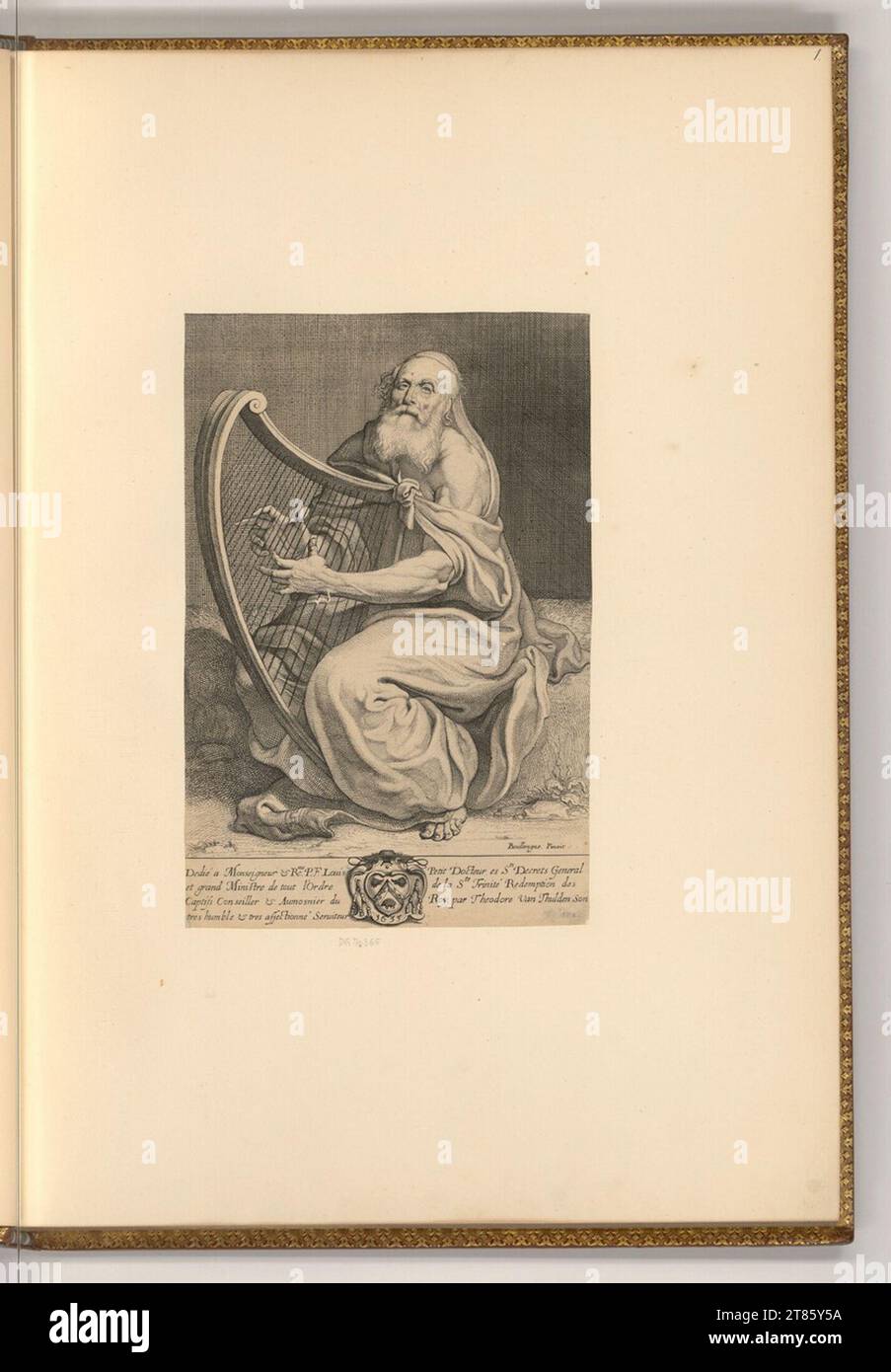 Theodor van Thulden (Engraver) King David with harp. etching 1620-1669 ...