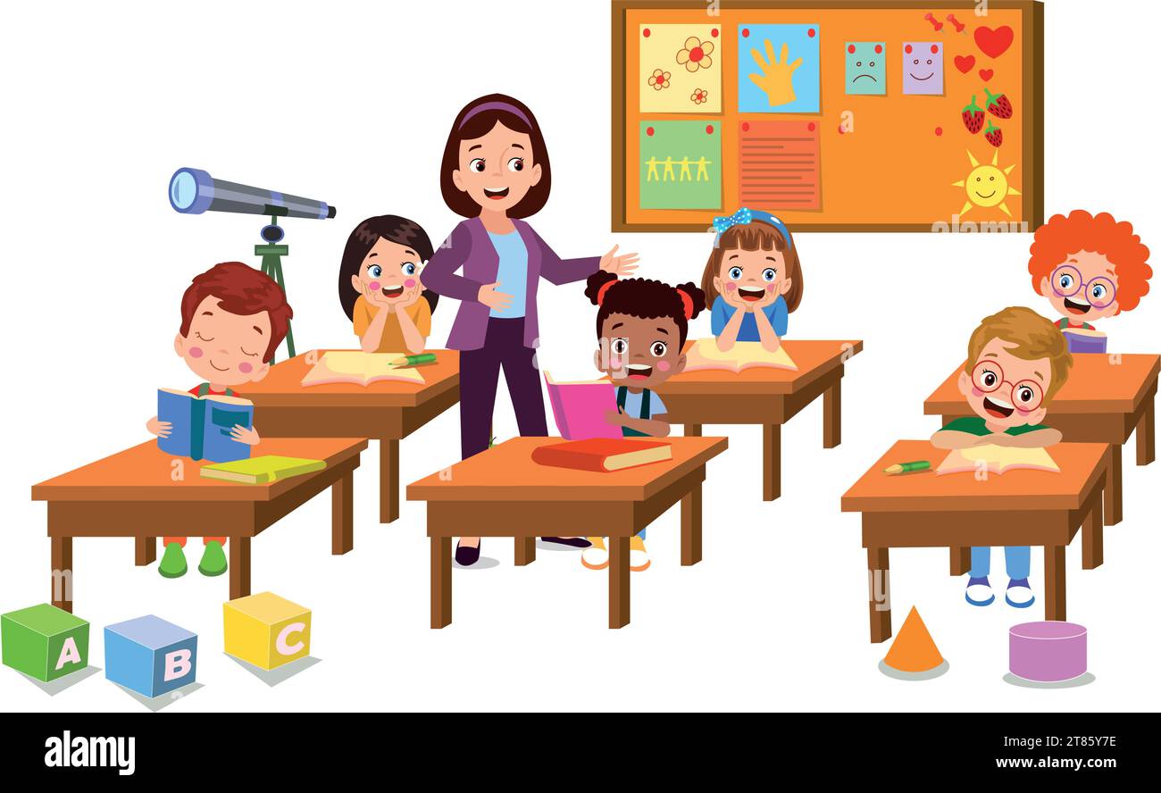 cute students in class at school Stock Vector Image & Art - Alamy