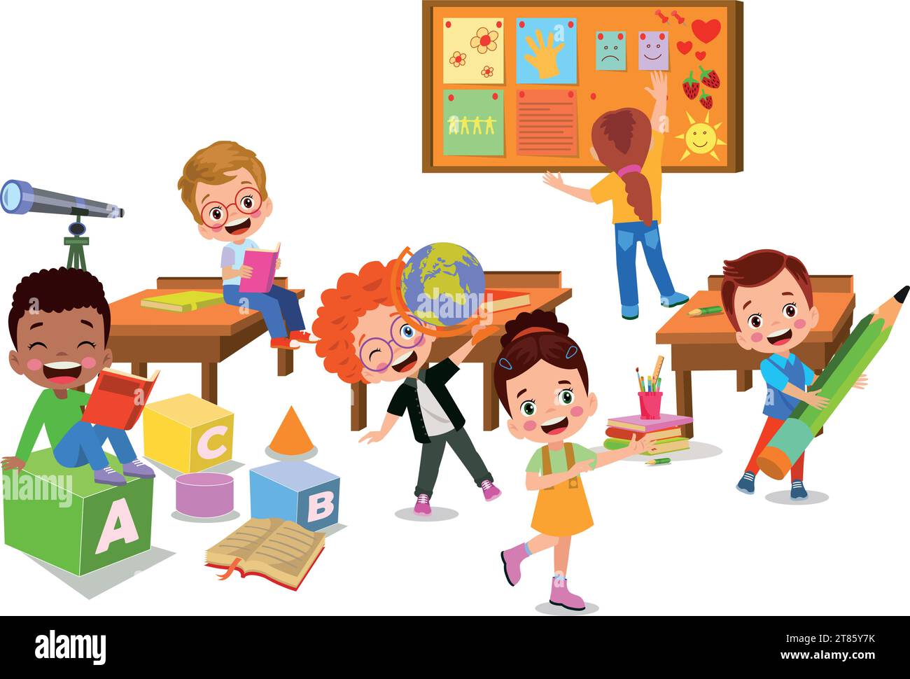 cute students in class at school Stock Vector Image & Art - Alamy