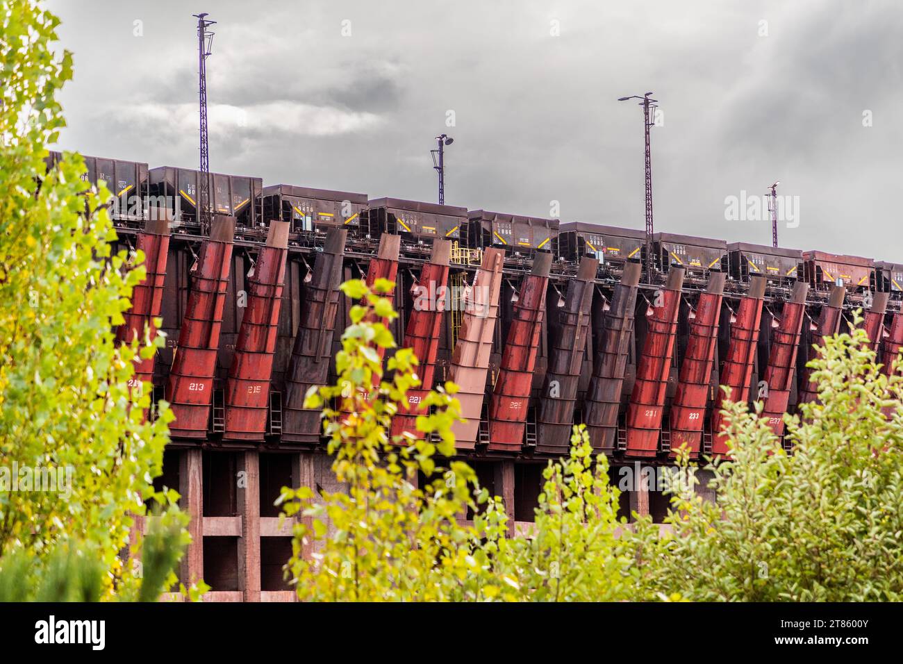 Ore wagons on the pocket dock. The Marquette Ore Dock is in operation ...