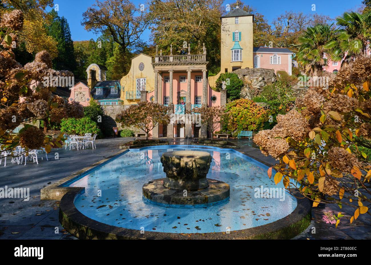 The Central PIazza and Gothic Pavilion at Portmeirion, Gwynedd, Wales ...