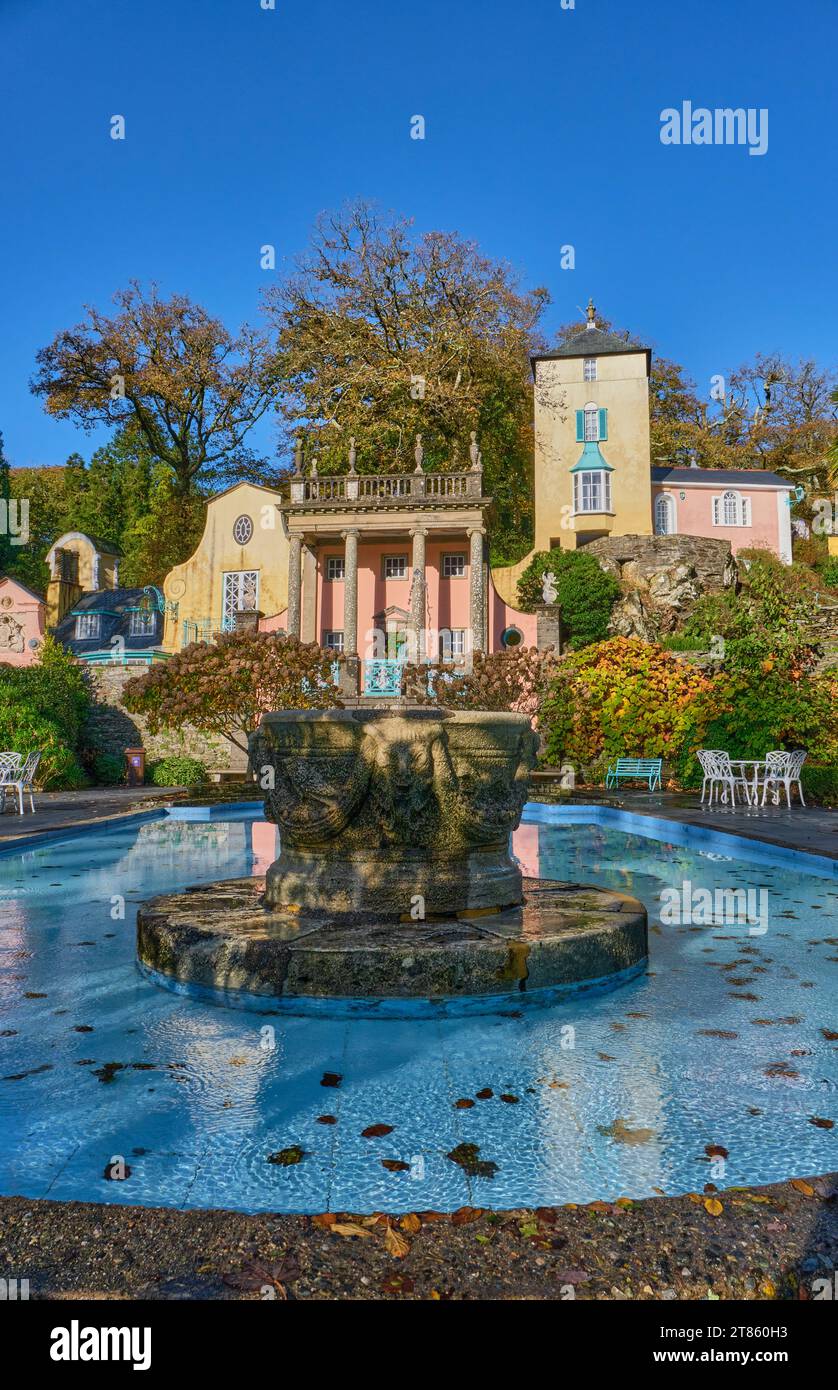 The Central Piazza and Gothic Pavilion at Portmeirion, Gwynedd, Wales ...