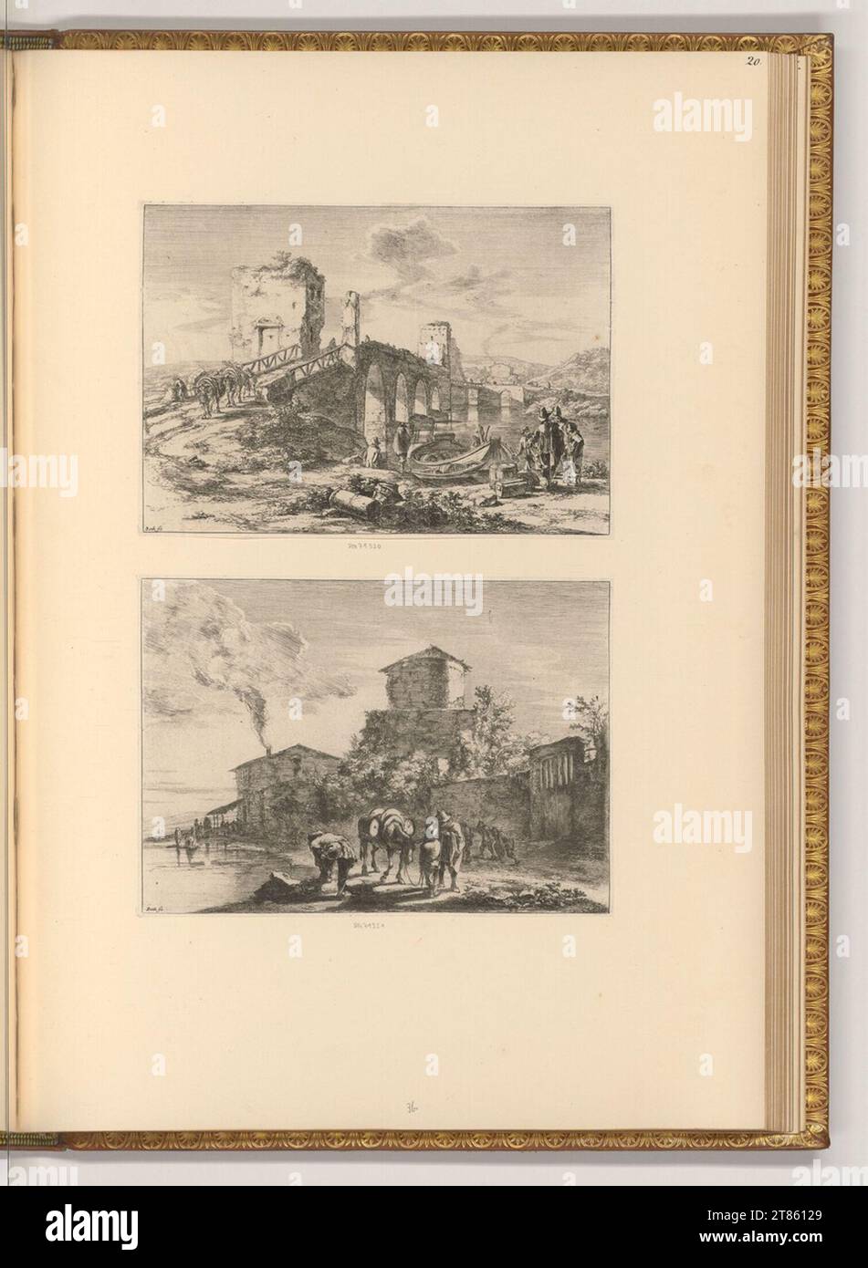 Jan Both (Engraver) View of the Milvian bridge; The mule driver on Via ...