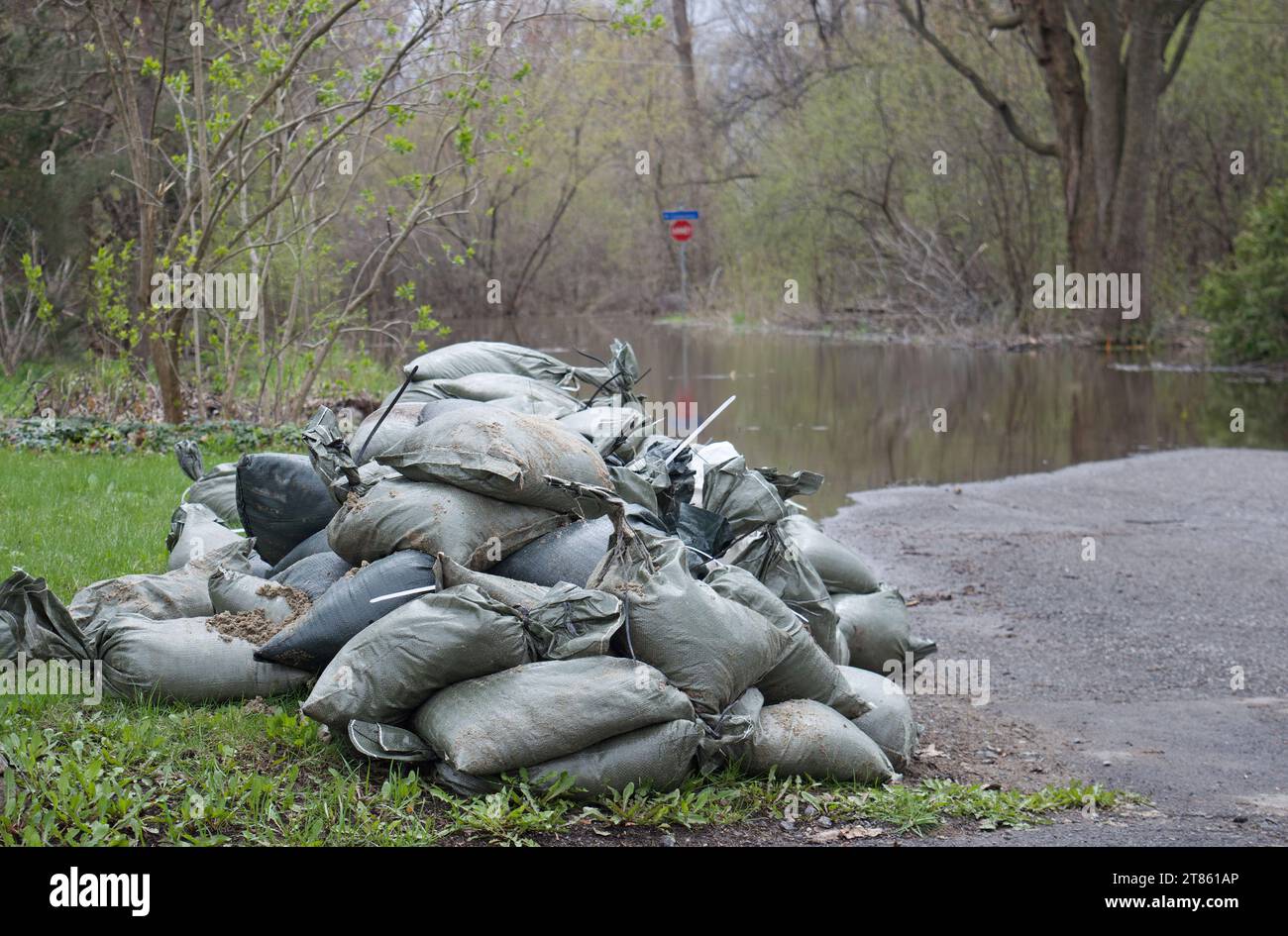 Sand bags are set in front of a home to be set up for the incoming ...