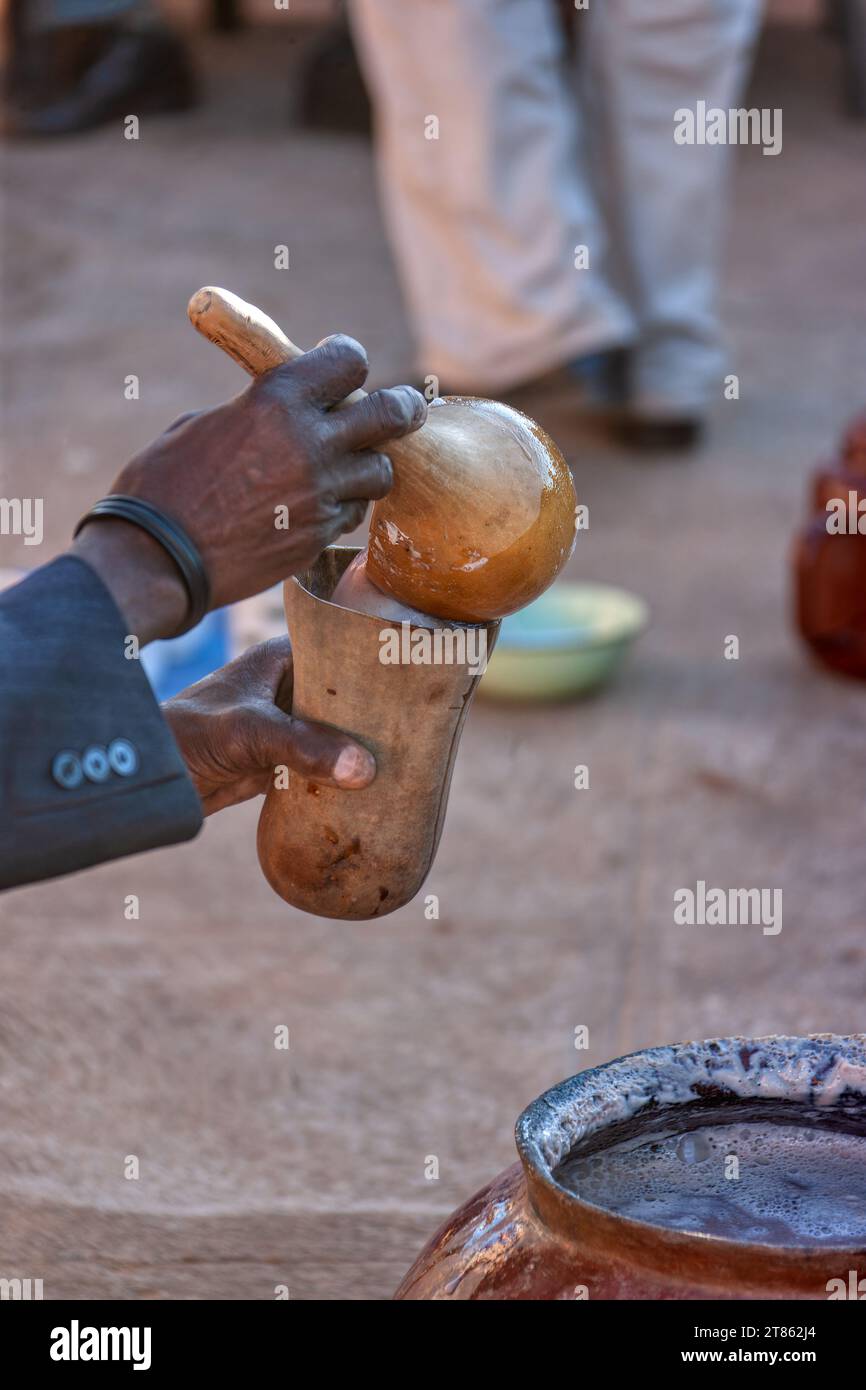 Traditional brew of local african beer from sorghum khadi in Botswana ...