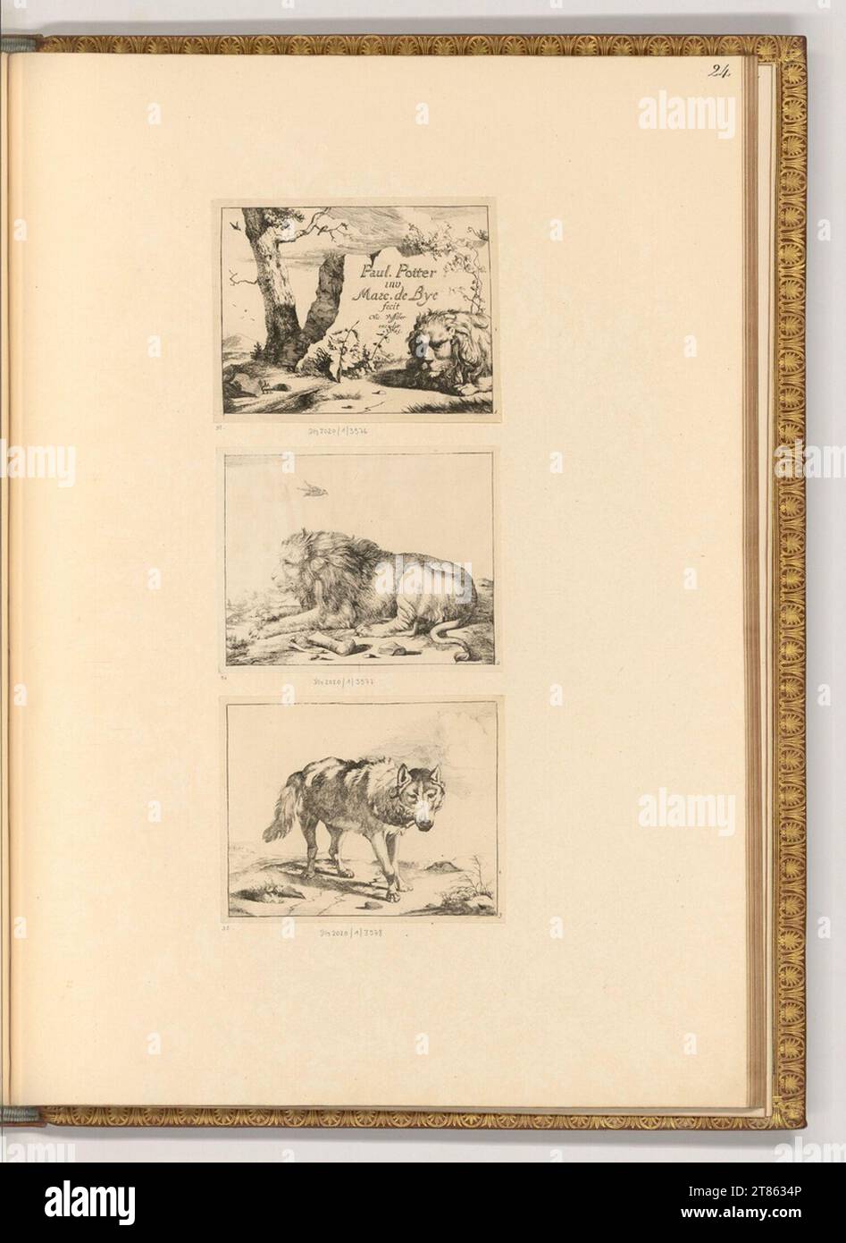 Marcus de Bye (Engraver) Title leaf; Lion; Wolf. etching 1655-1667 ...