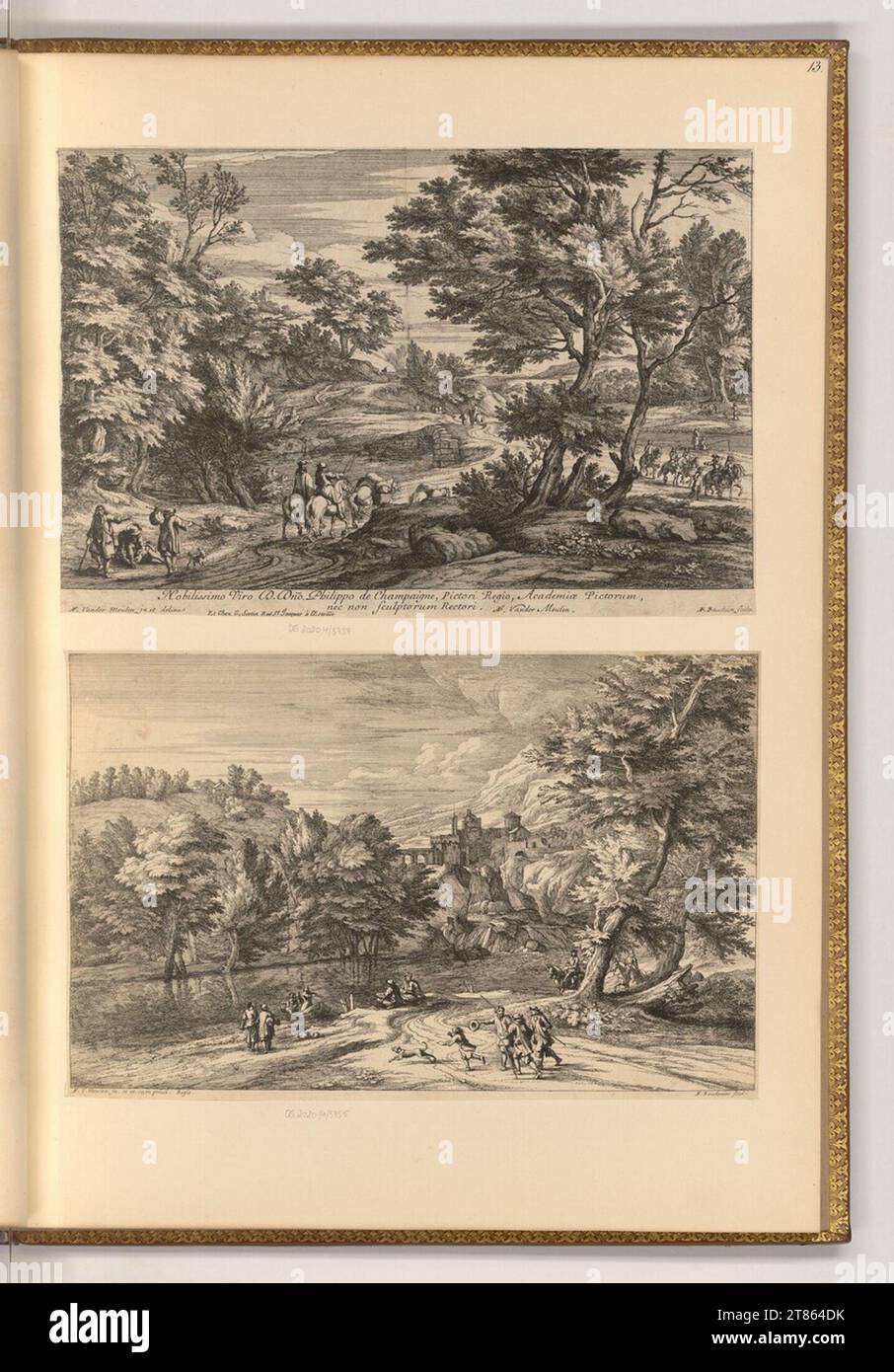 Adriaen Frans Boudewyns (Engraver) River landscape with riders; River ...