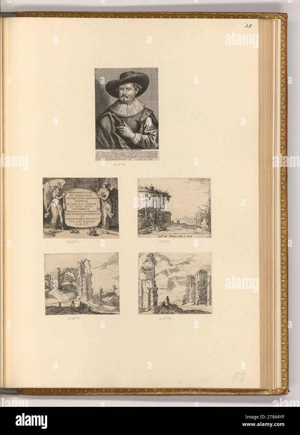 Jan Meyssens (Engraver) Portrait Willem van Nieulandt; Roman ruins ...