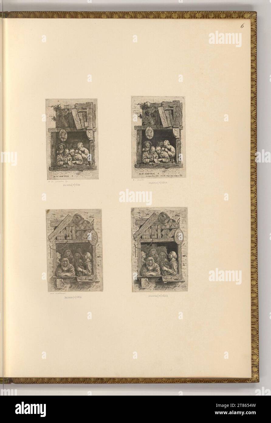 Nicolaas van Haeften (Engraver) Five singing men at the window; Five ...
