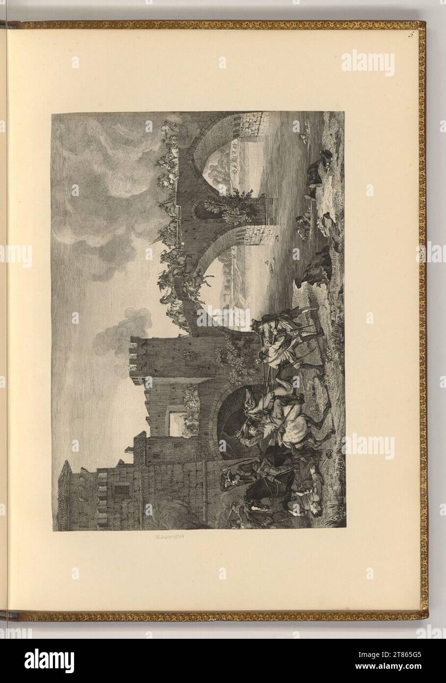 Hyacinth de la Pegna (Engraver) Cavalry scene in front of the fastening ...