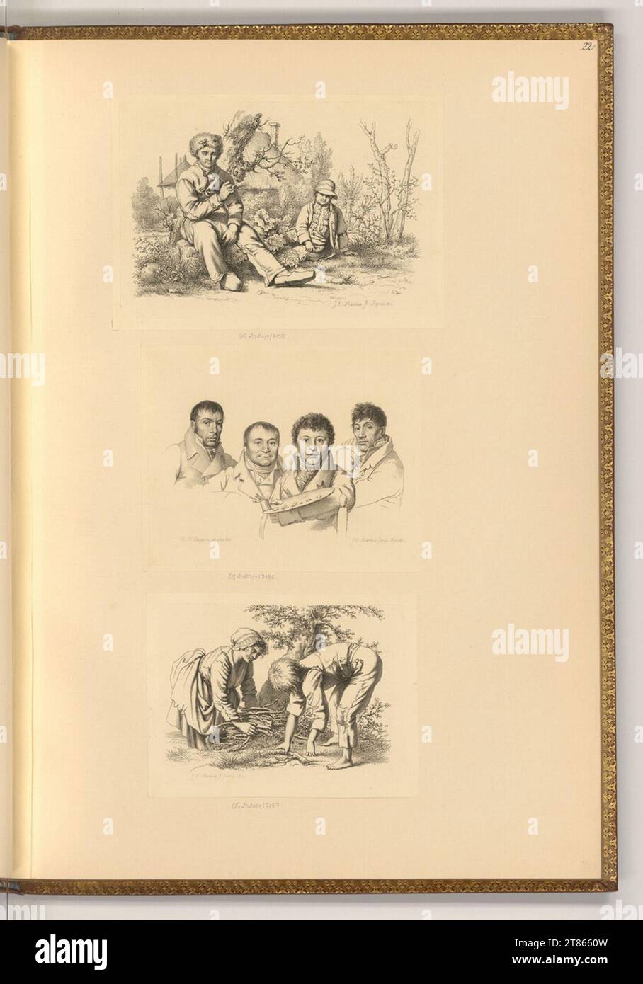 Jacob Ernst Marcus (Engraver) Head and figure study: man with fur cap ...