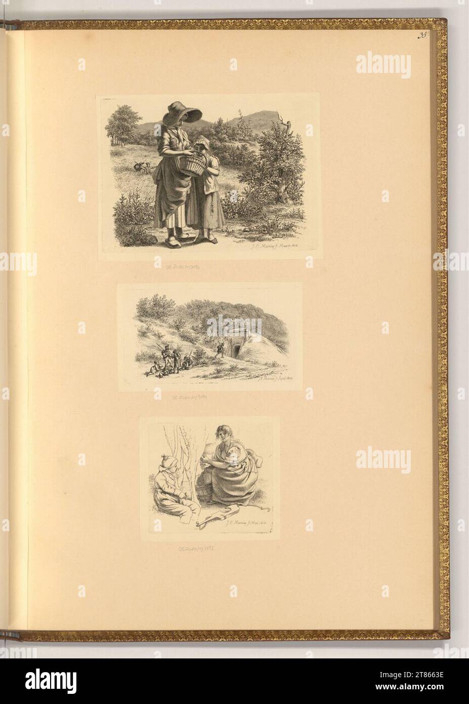 Jacob Ernst Marcus (Engraver) General studies: young maid with child ...